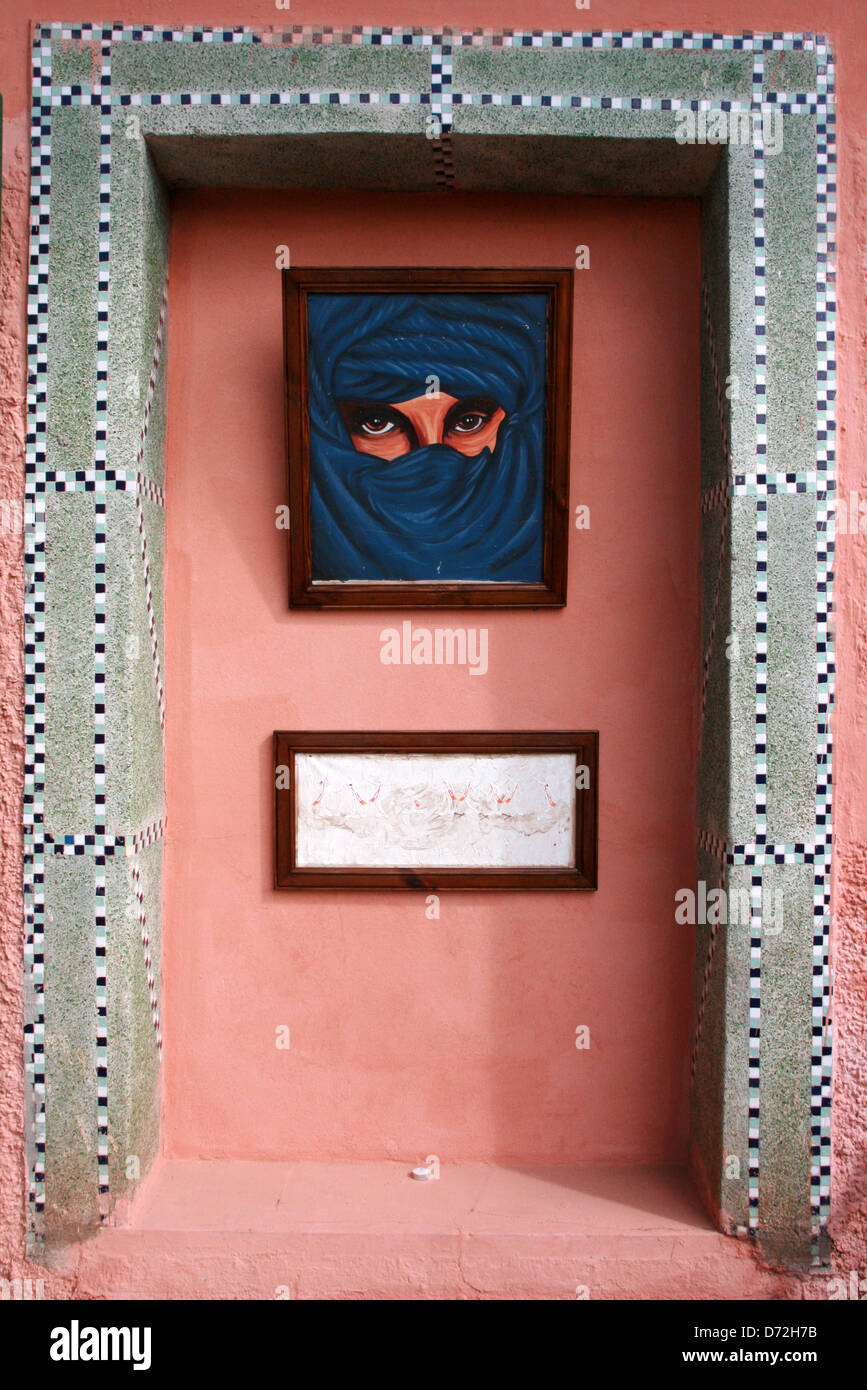 Moroccan art in a ceramic tile frame in the Atlas Mountains, Morocco ...