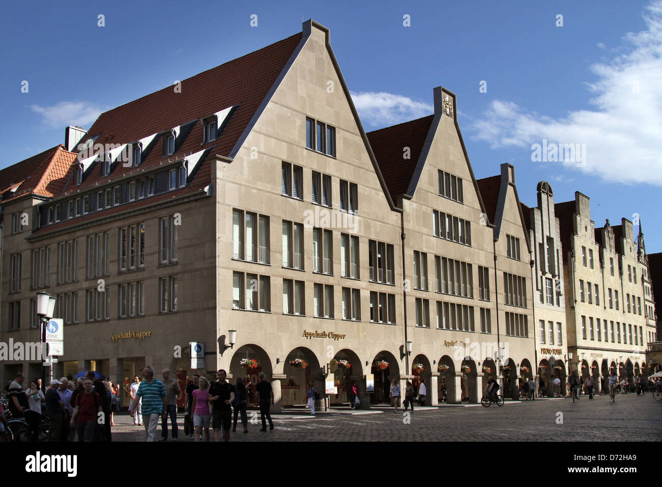 Muenster, Germany, historical Giebelhaeuser the principal market Stock ...