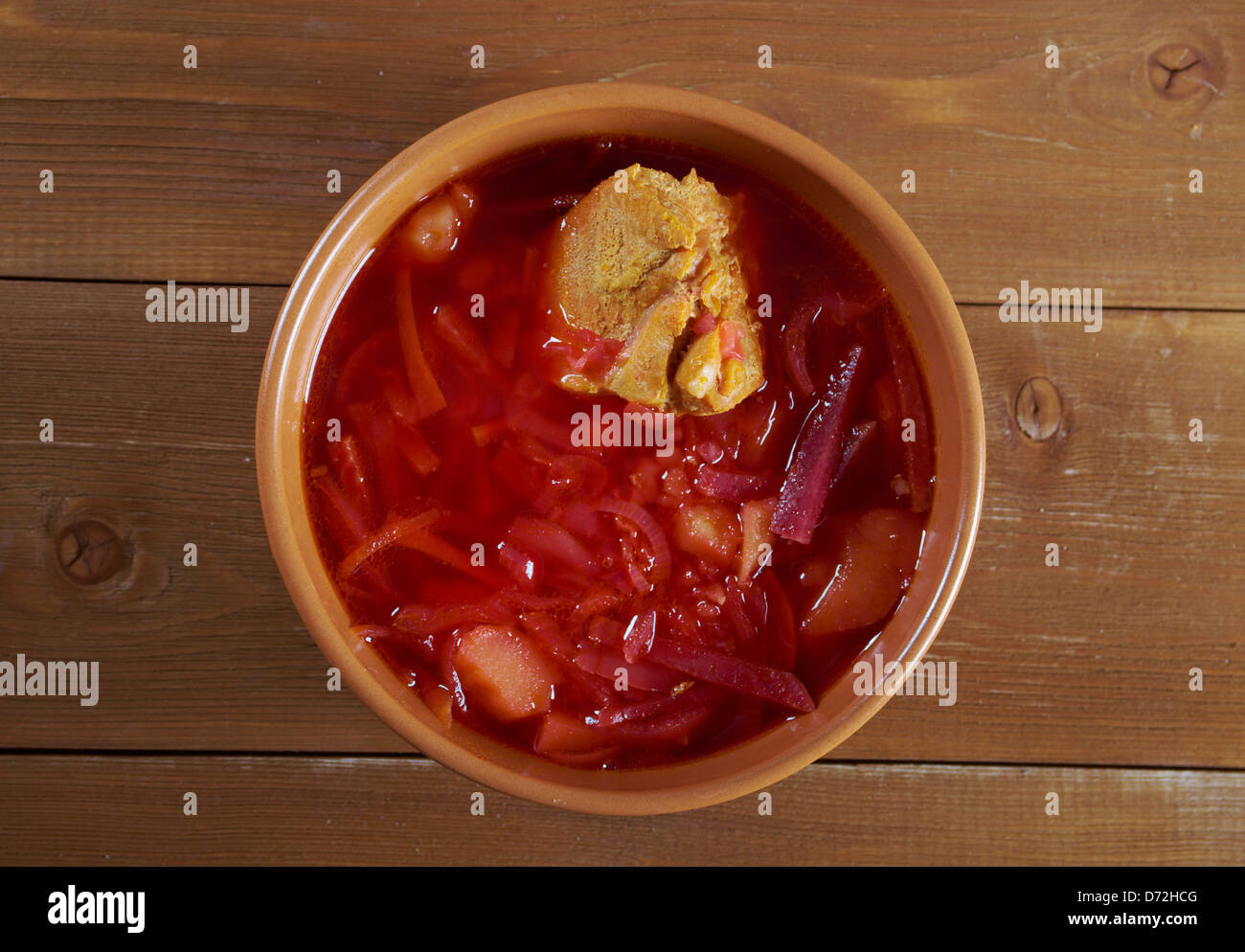 ukrainian and russian red-beet soup (borscht) with garlic and sour ...