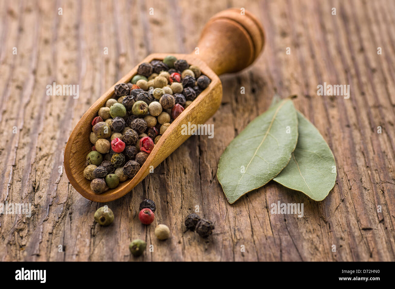 Spice scoop with mixed pepper Stock Photo - Alamy