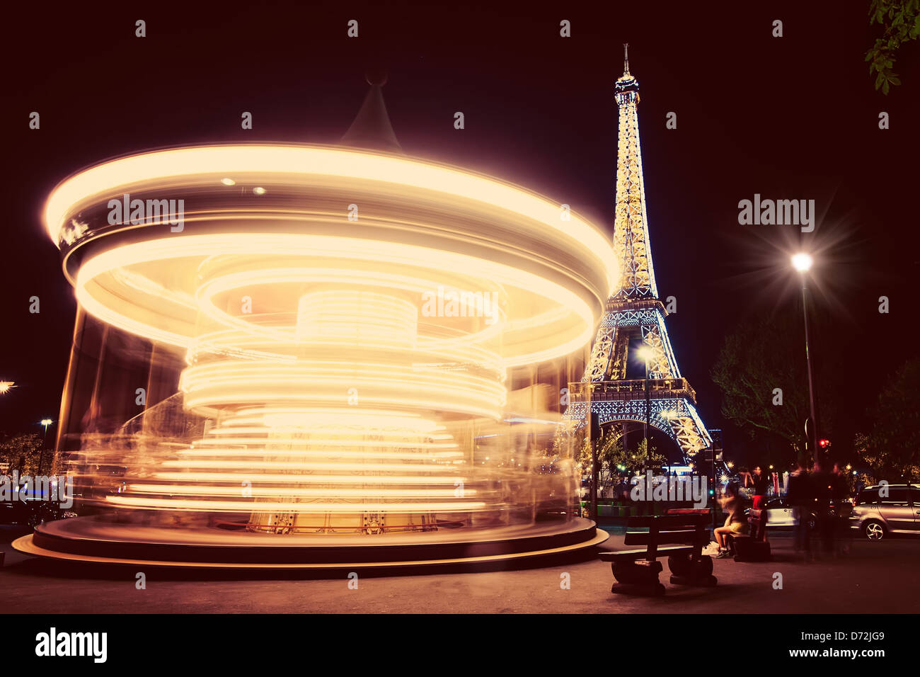 Night view of the carousel in Paris Stock Photo - Alamy