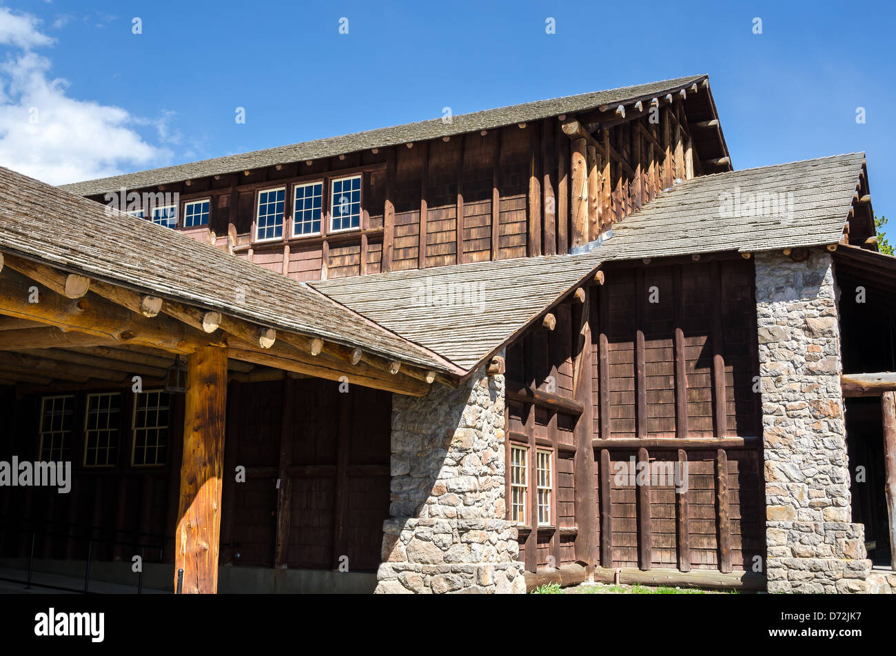 building stone and wood in Yellowstone National Park Stock Photo - Alamy