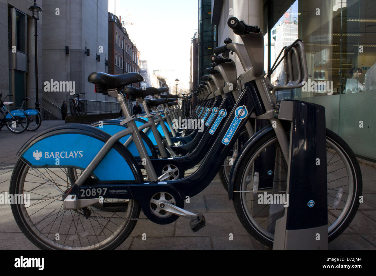 Boris bikes docked in London Stock Photo - Alamy