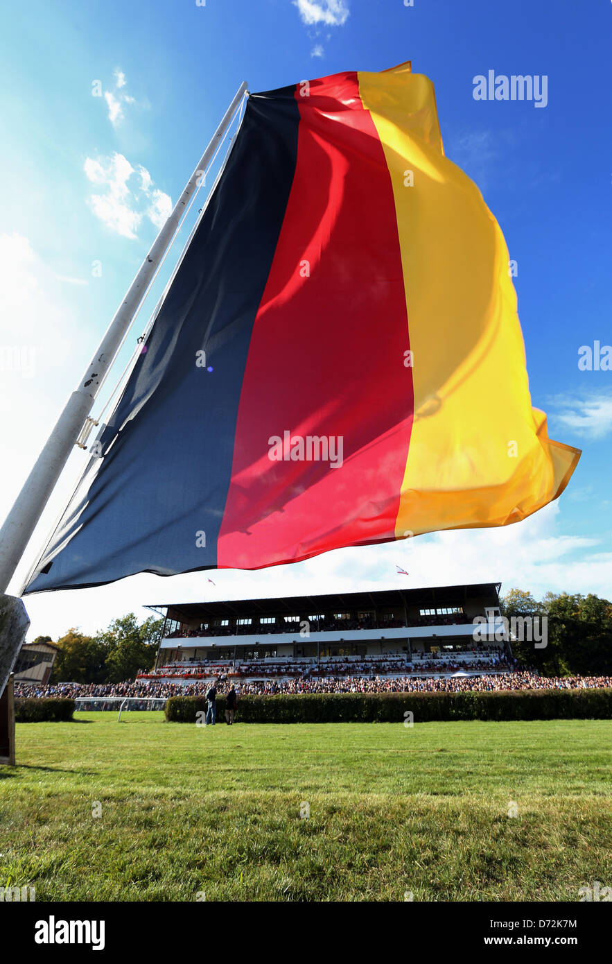 Hoppe Garden, Germany, National flag of Germany before the grandstand ...