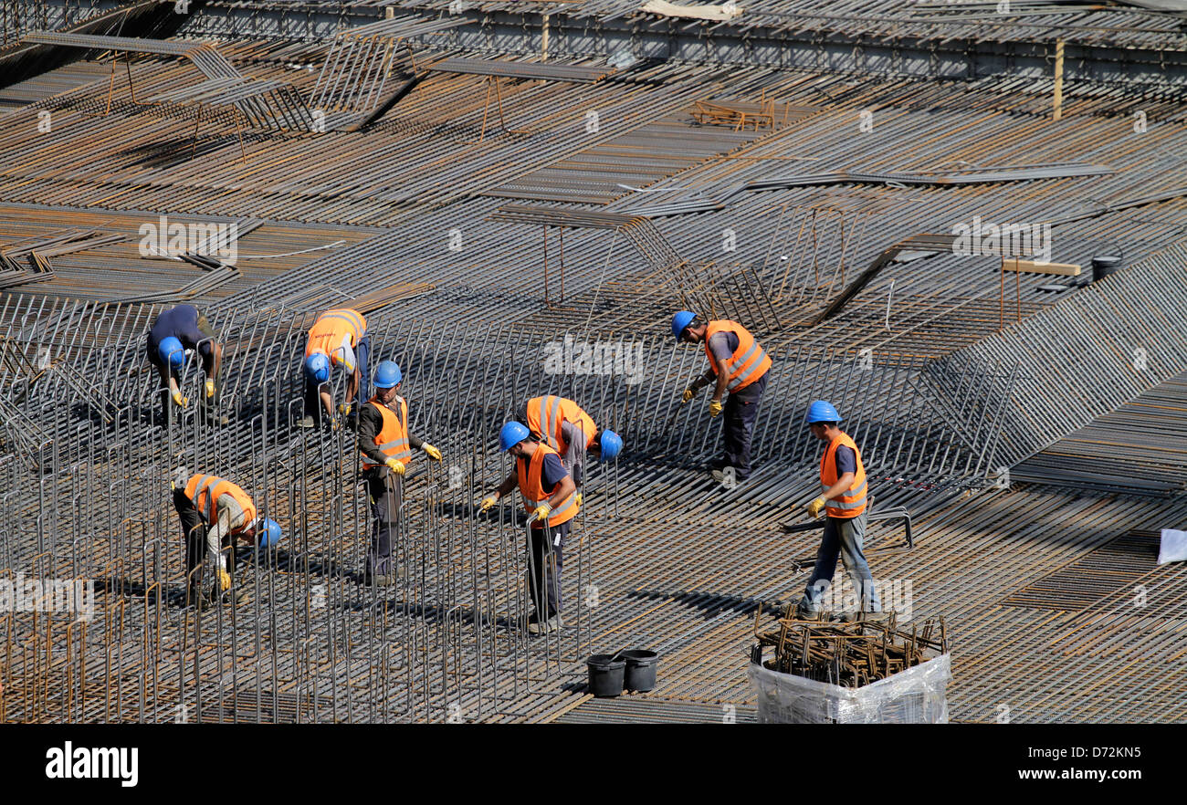 Stuttgart, Germany, Construction worker on site at the main station ...