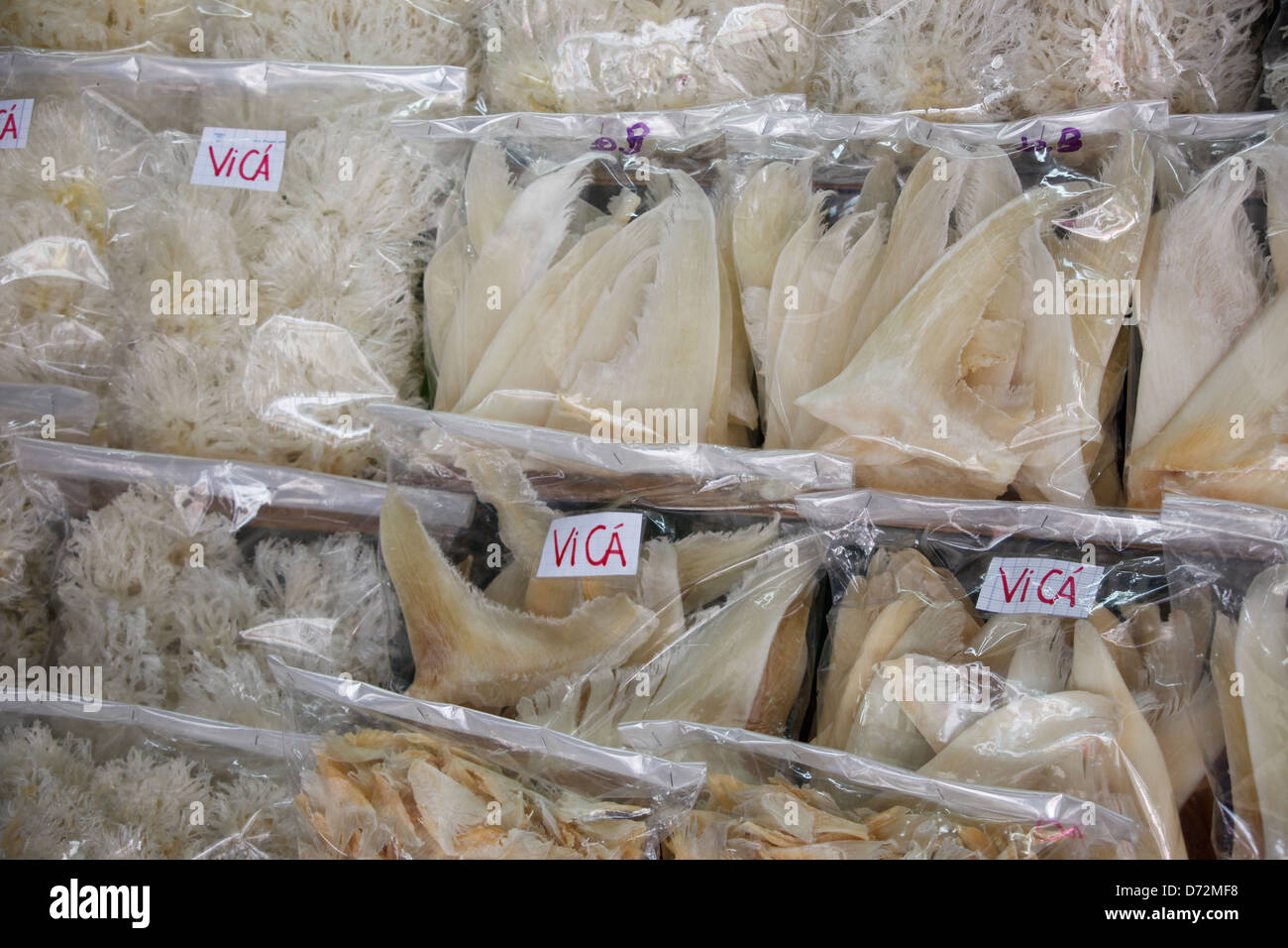 Ho Chi Minh City, Vietnam, sale of dried shark fins at Ben Thanh Market ...