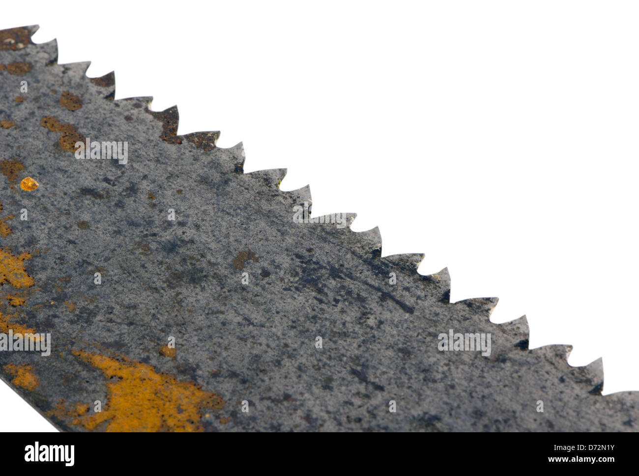 closeup of rusty retro hand saw handsaw tool metal blade isolated ...