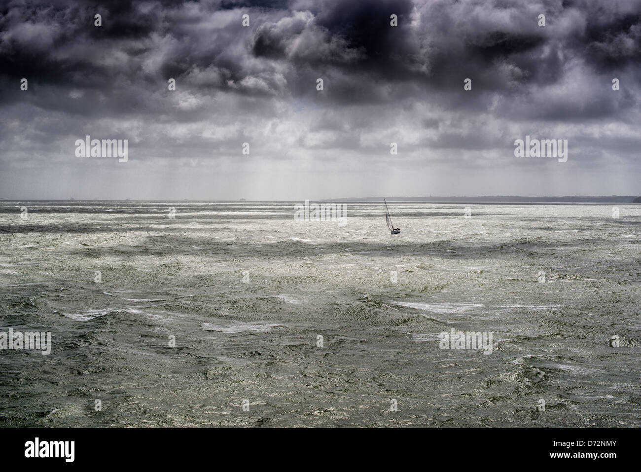 Boat in stormy sea Stock Photo - Alamy