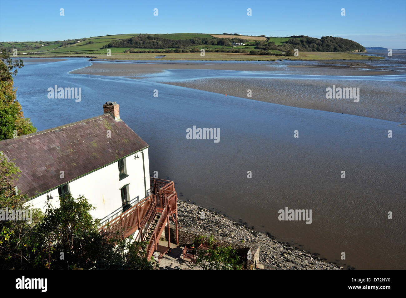 Dylan Thomas Boathouse and River Taf, Laugharne, Carmarthenshire, Wales ...