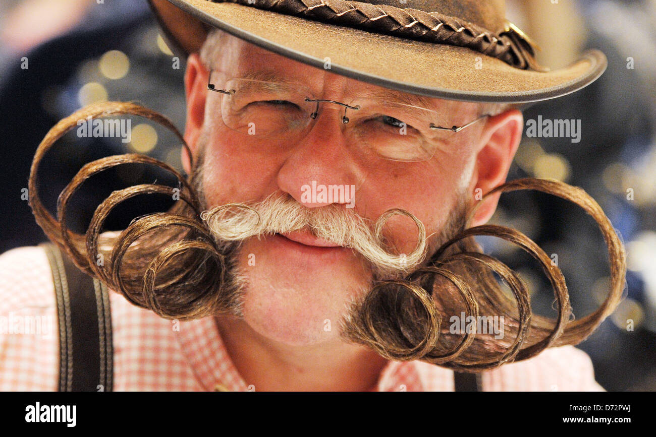 Pforzheim, Germany, 27 April 2013. Participant Dieter Besuch shows his ...
