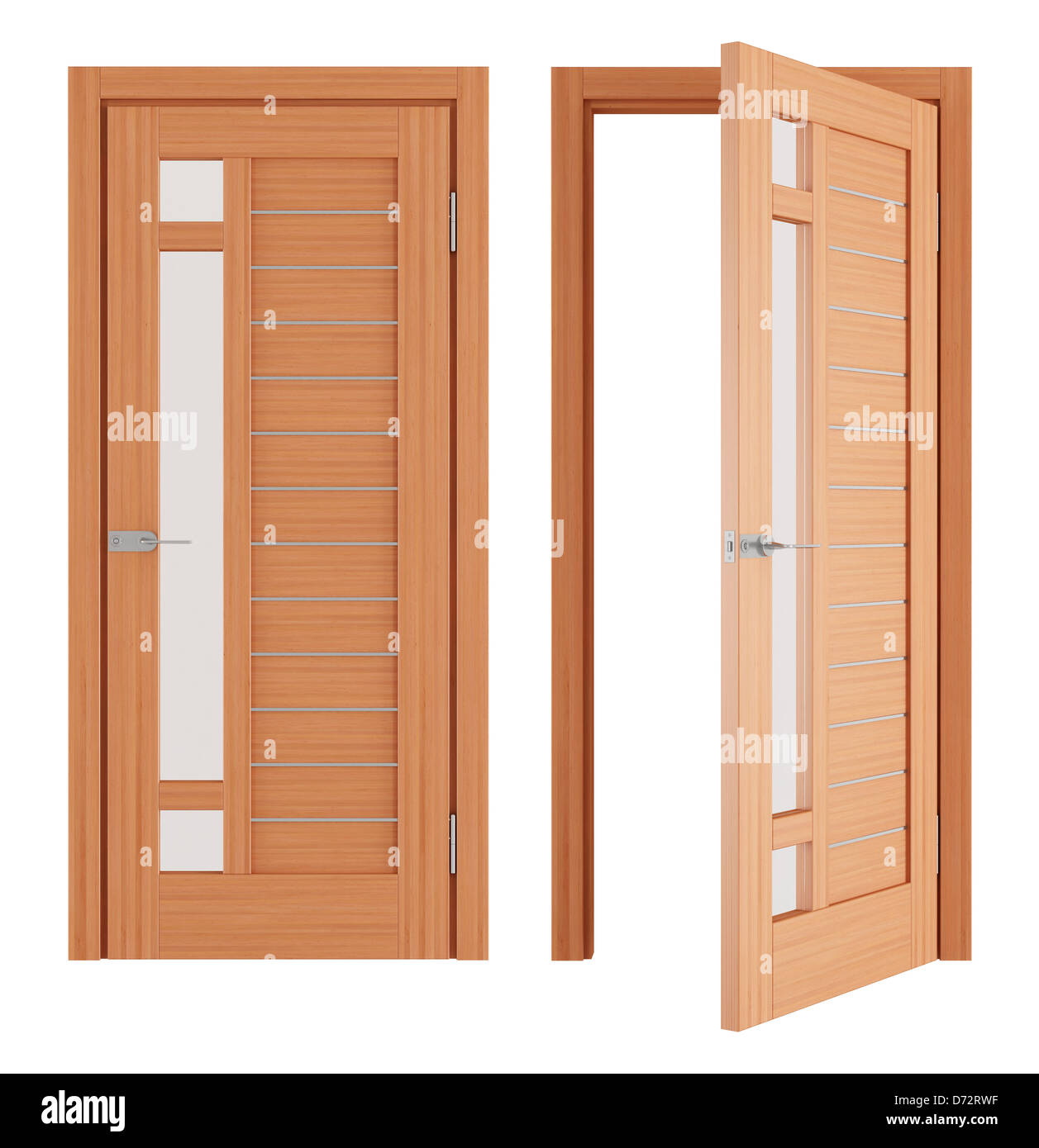 Wooden Doors isolated on white - rendering Stock Photo - Alamy