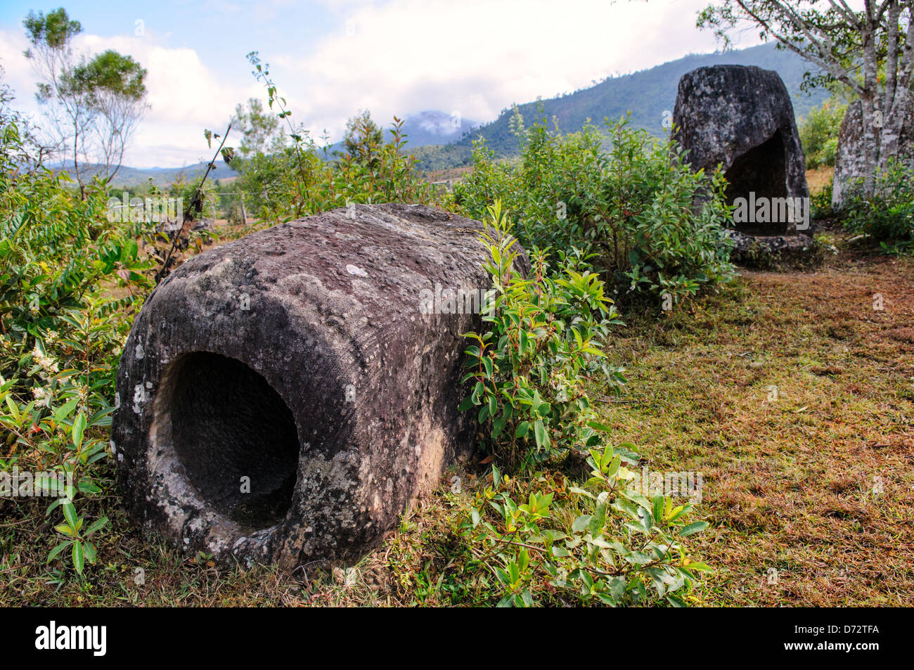 XIENGKHOUANG PROVINCE, Laos — A cluster of hollow stone jars at Site 3 ...