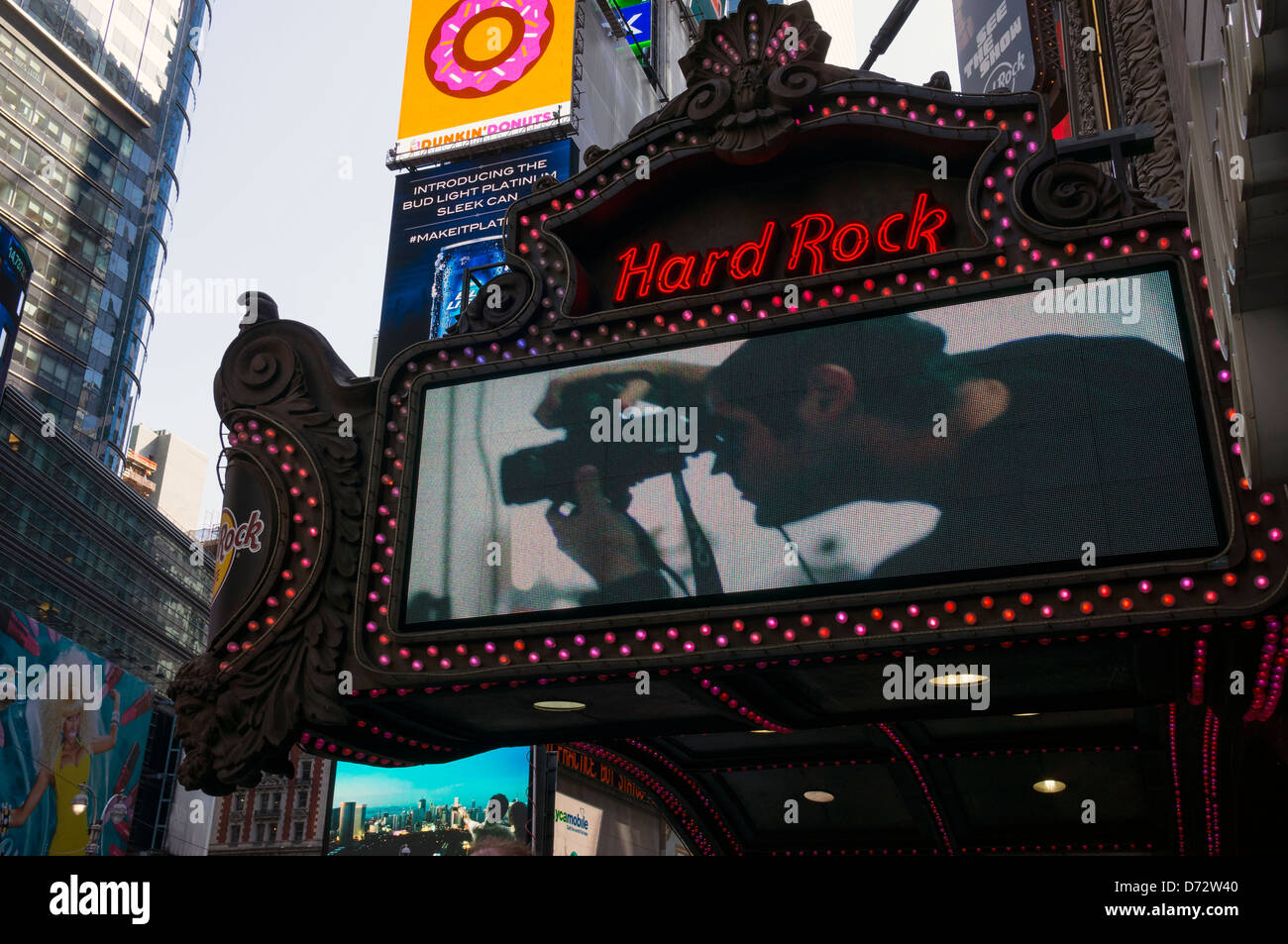 Marquee of the Hard Rock Cafe in Times Square in New York City, US ...