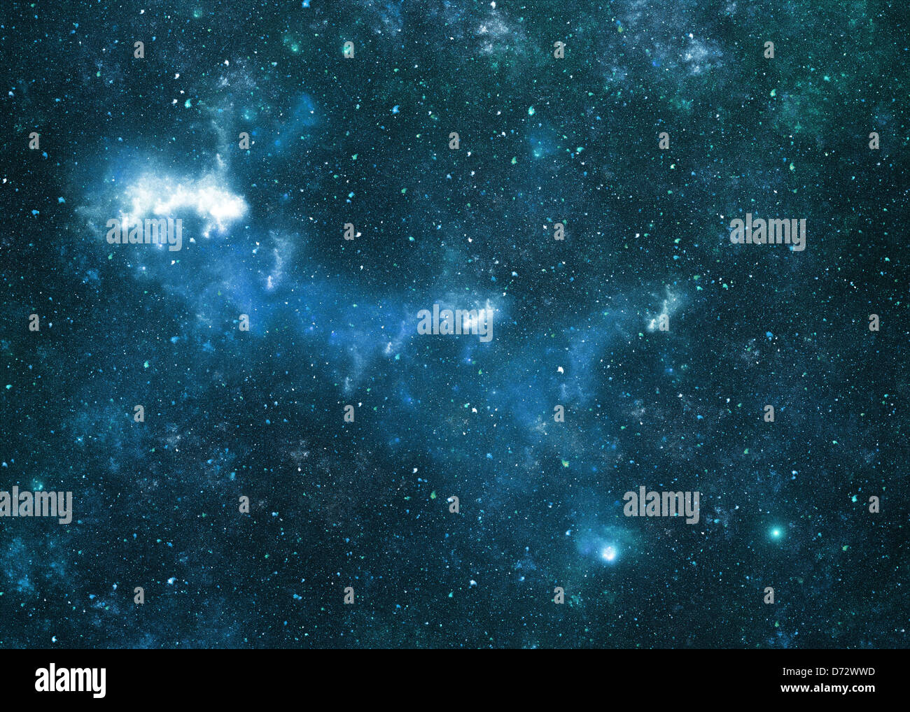 Cyan space nebula, stars background Stock Photo - Alamy