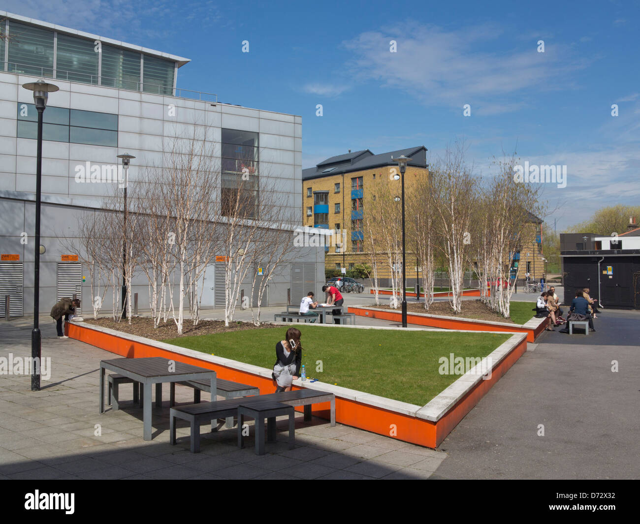 Students at the campus of the Queen Mary University of London in the UK ...