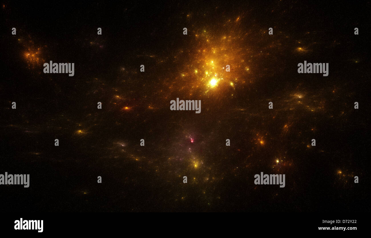 Abstract yellow nebula, stars background Stock Photo - Alamy
