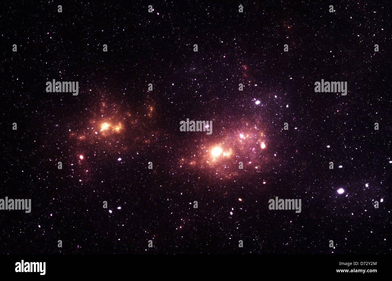 Two bright space galaxies background Stock Photo - Alamy