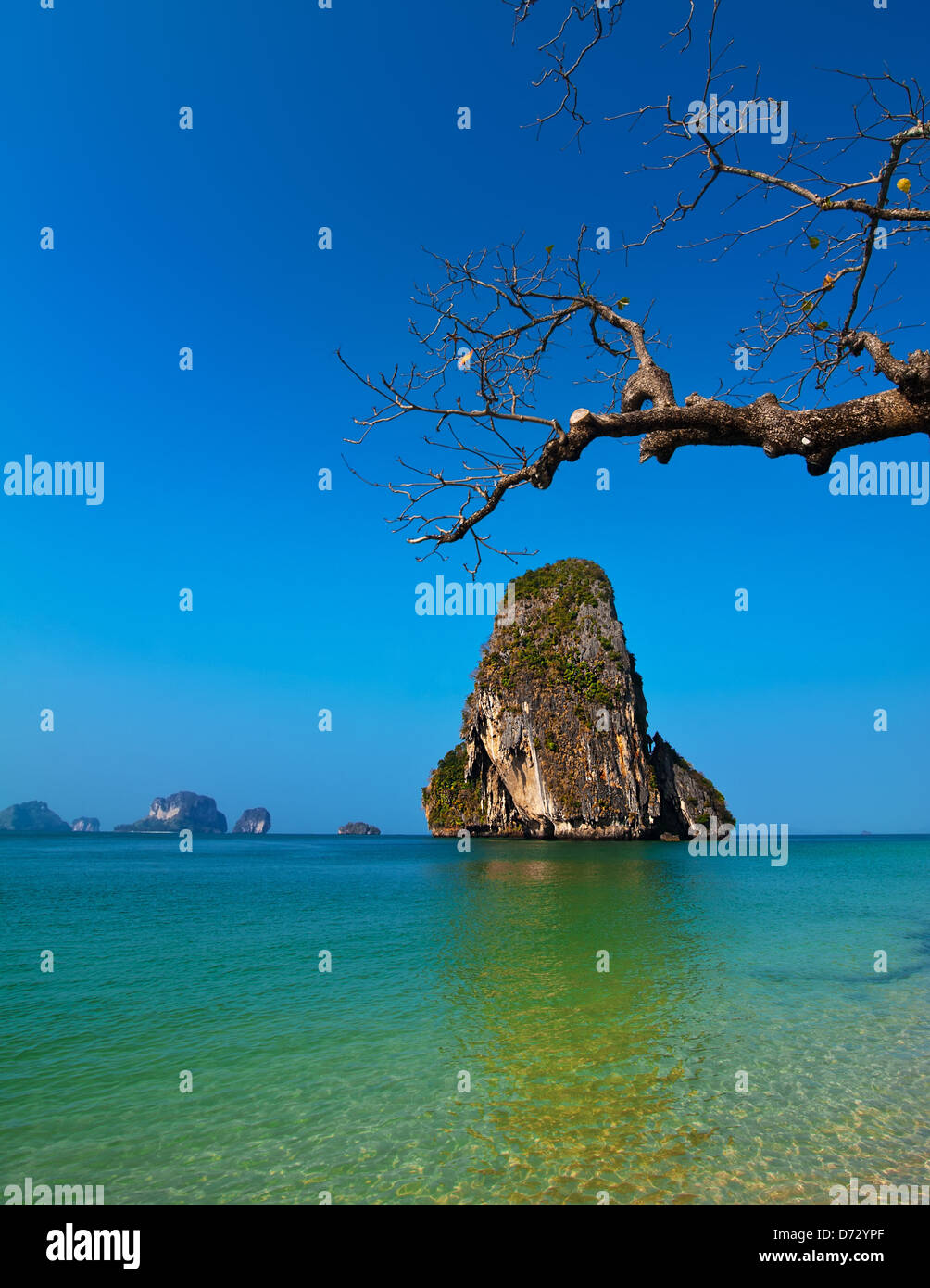 Tropical beach landscape with rock formation island and ocean. Pranang ...