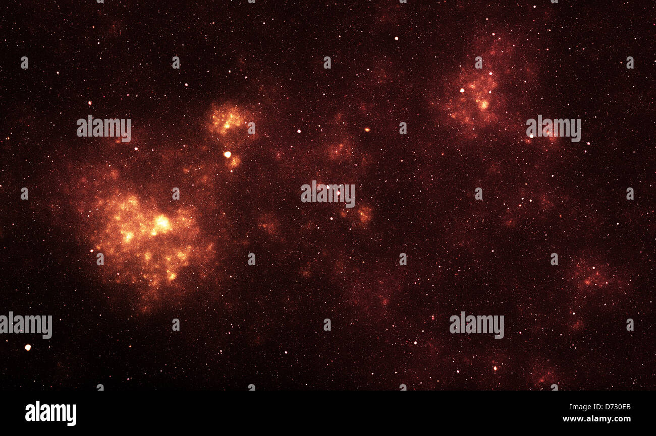 Yellow space nebula stars Stock Photo - Alamy