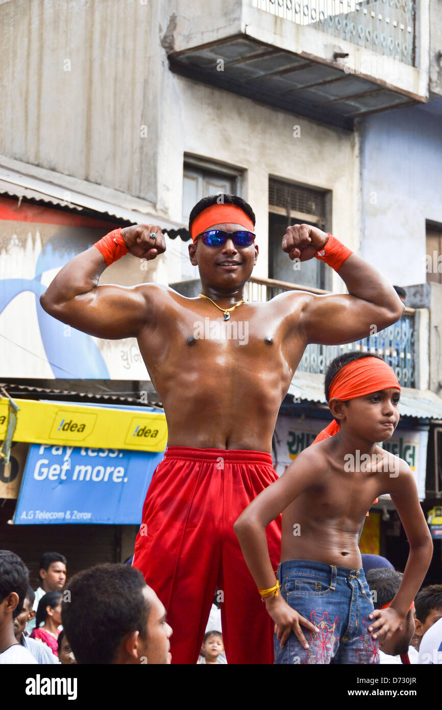 Indian men showing body Stock Photo - Alamy