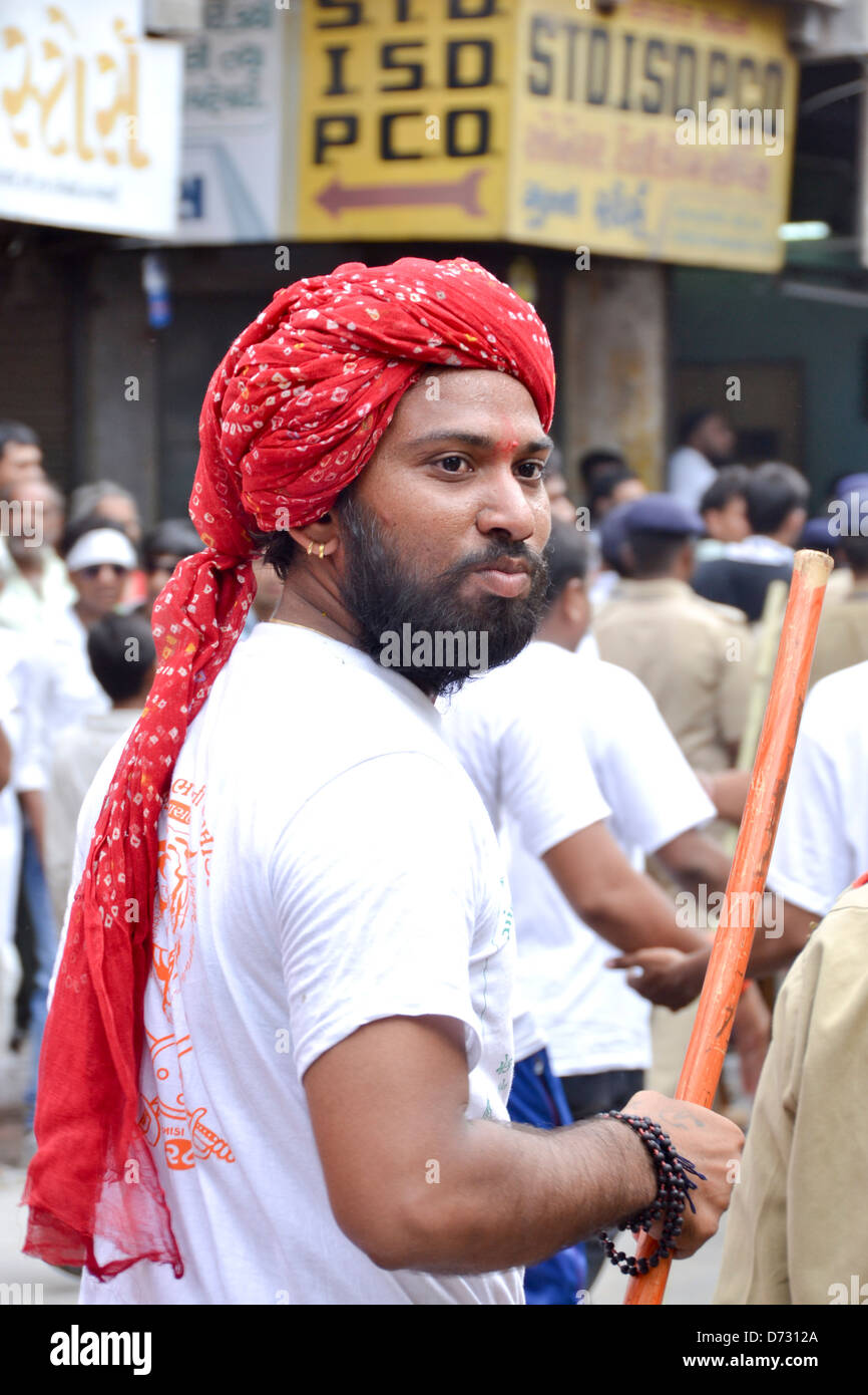a red turban guy on the day of event Stock Photo - Alamy