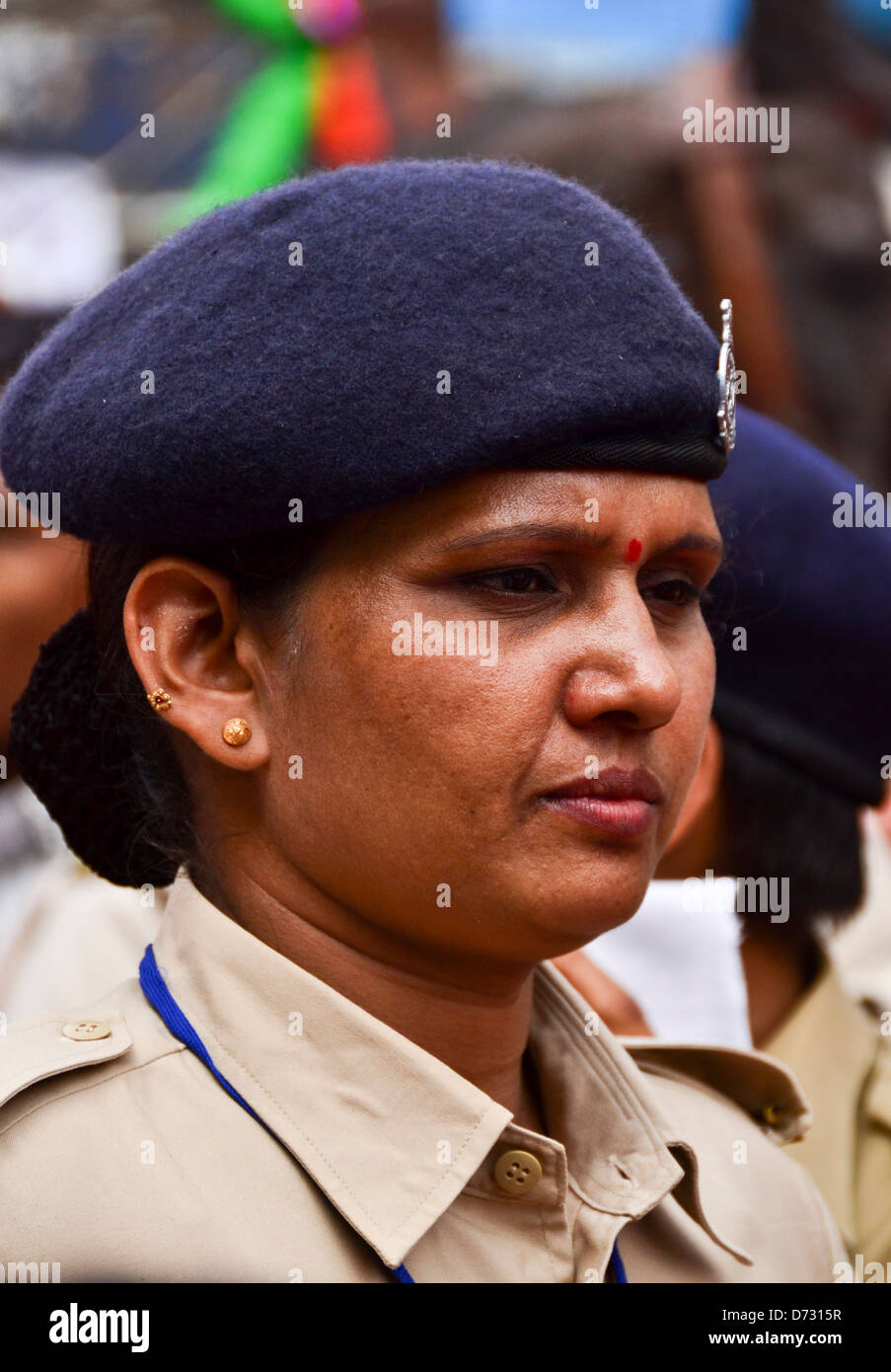 Indian police - female cop standing on the streets for the event Stock ...