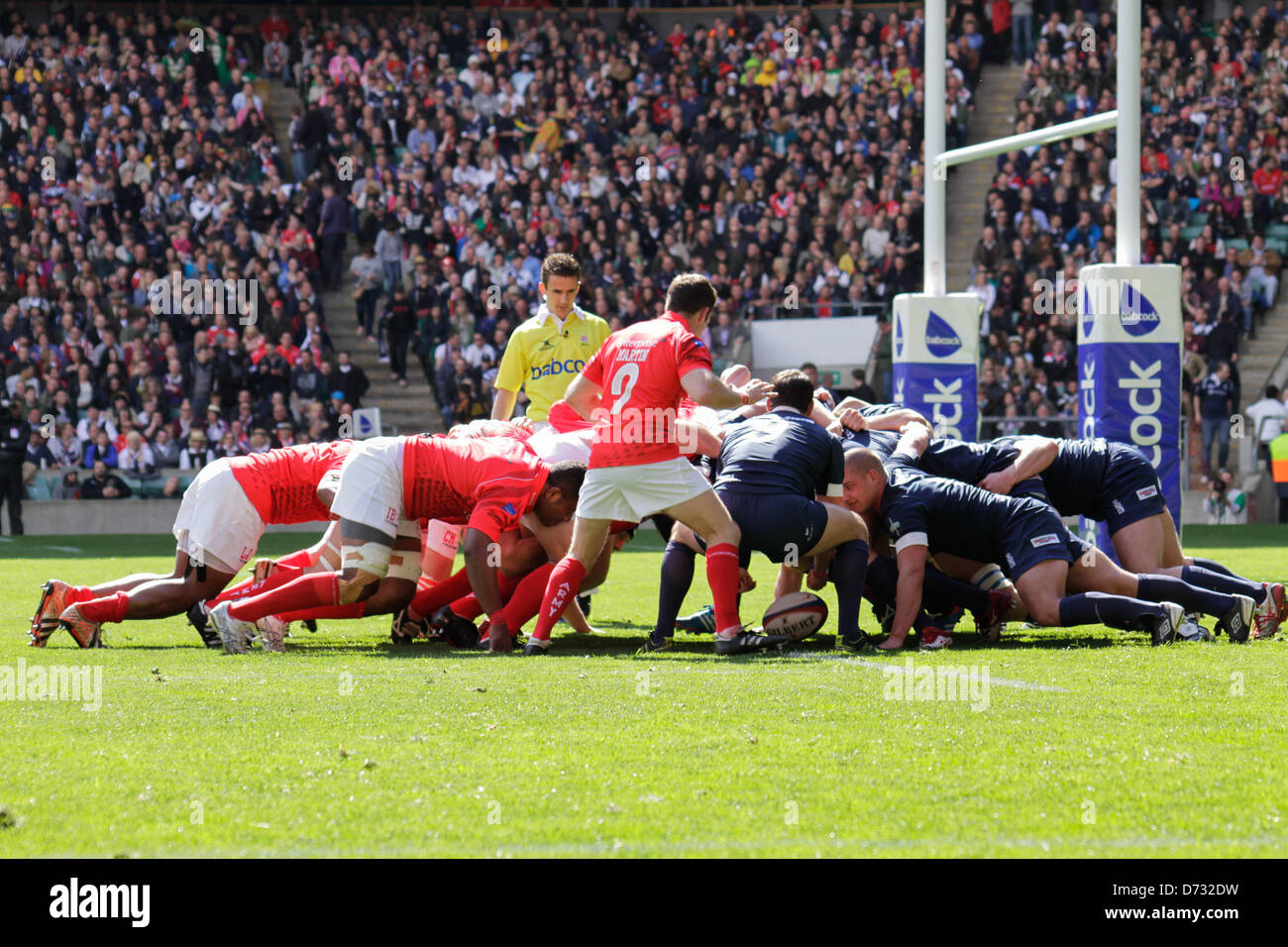 Navy captain, POAET Dave Pascoe (9) puts the ball in the scrum during ...
