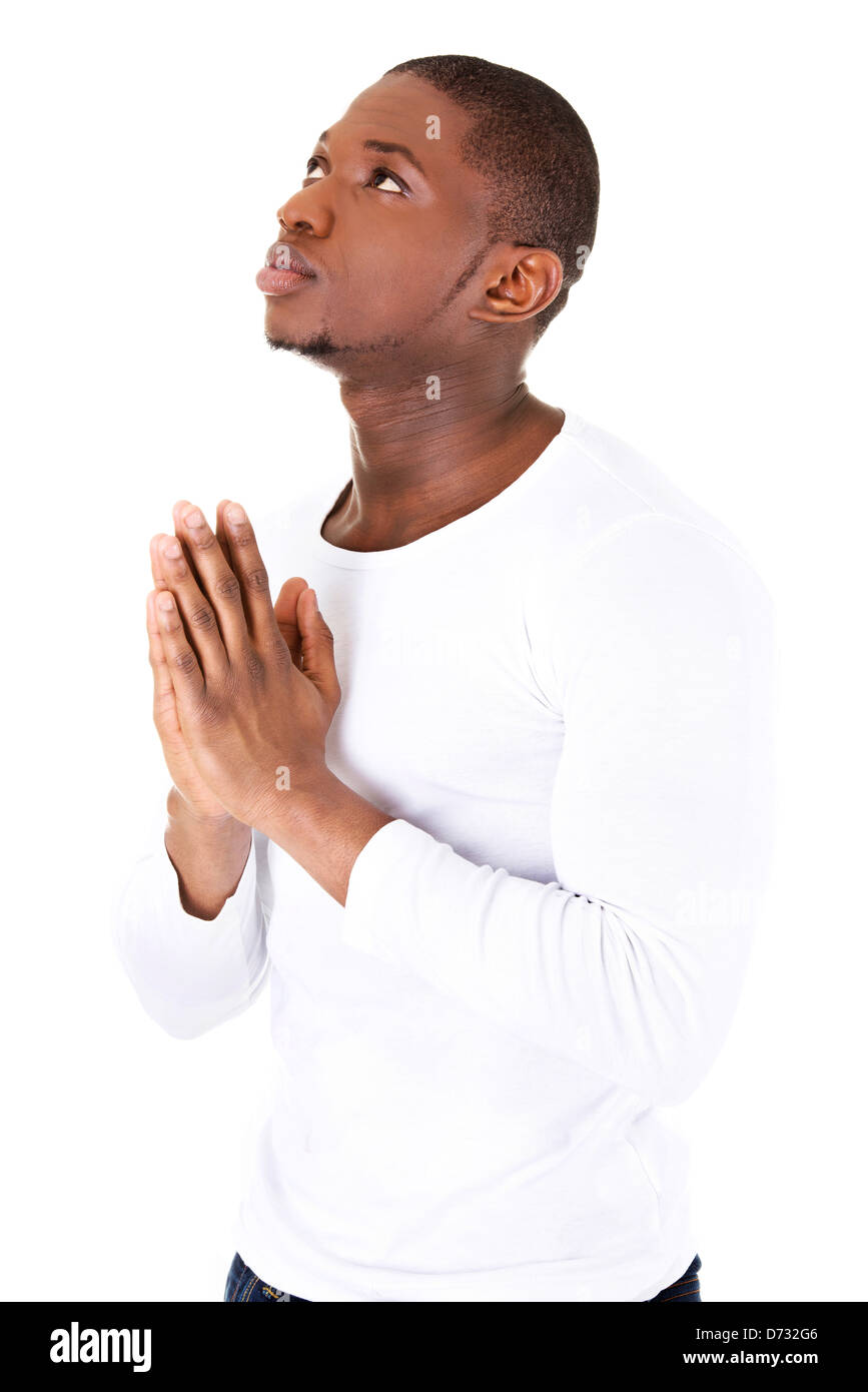 Man Praying, isolated on white Stock Photo - Alamy