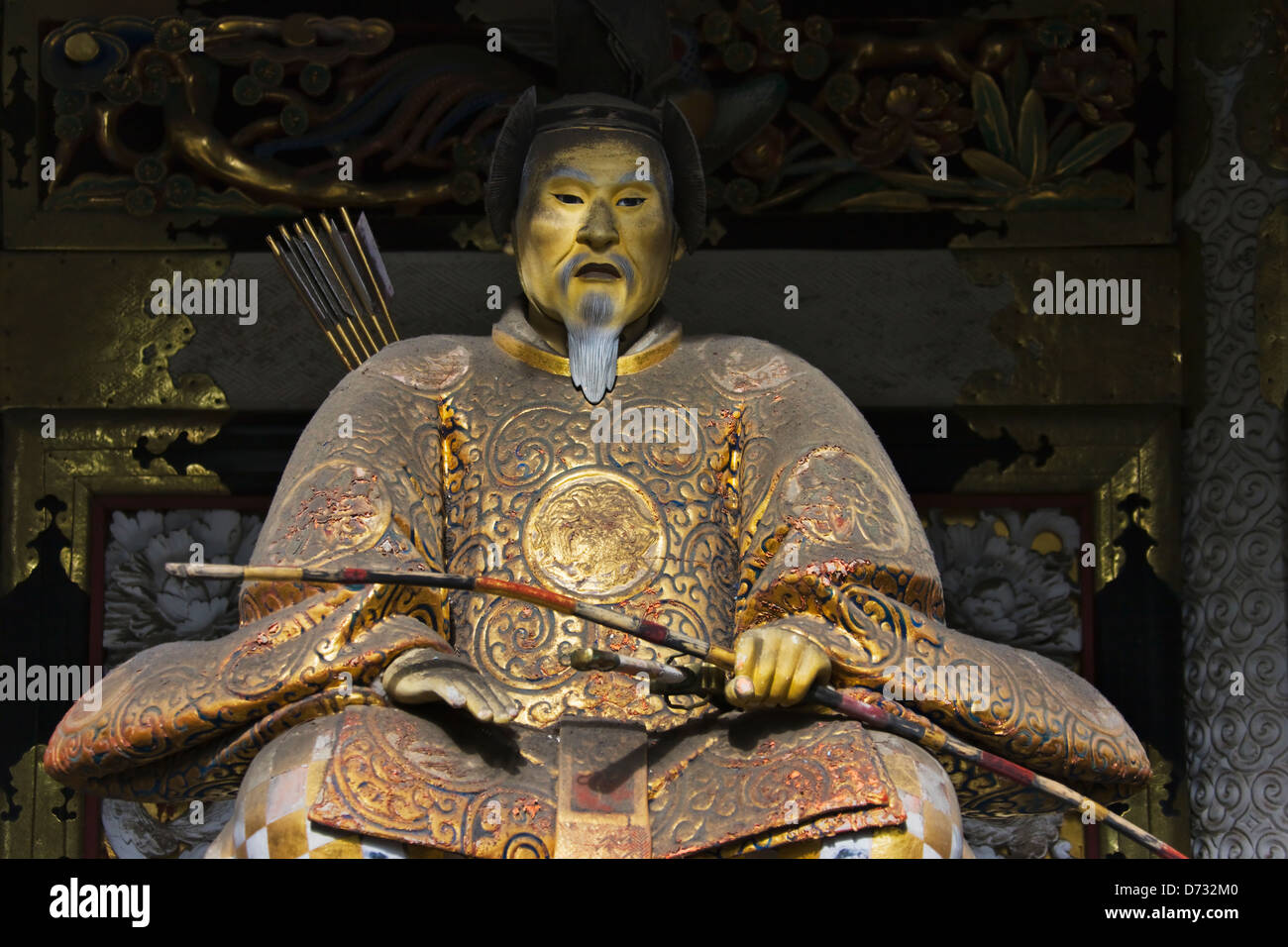 Statue of Guardian at Yomeimon gate, Toshogu Shrine, Nikko, Tochigi ...