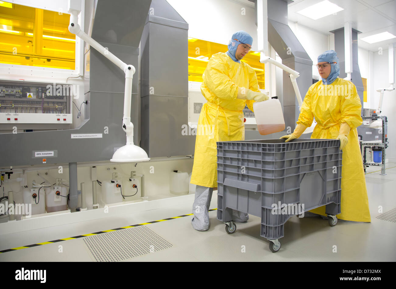 Dortmund, Germany, scientists at iX-factory work in the clean room ...