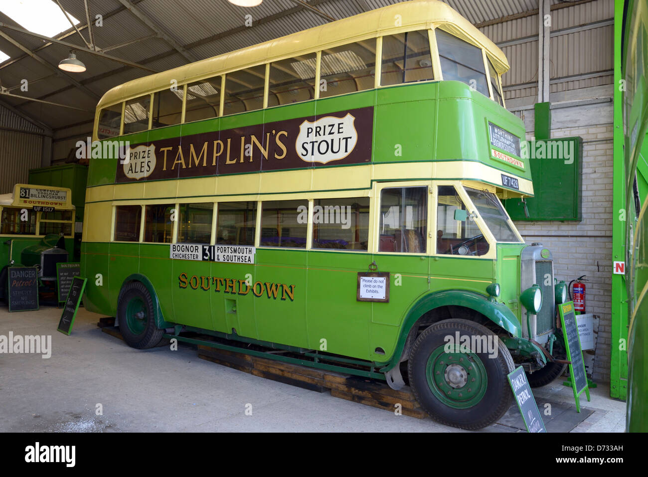 A vintage double decker Southdown bus at the Amberley Working Museum ...