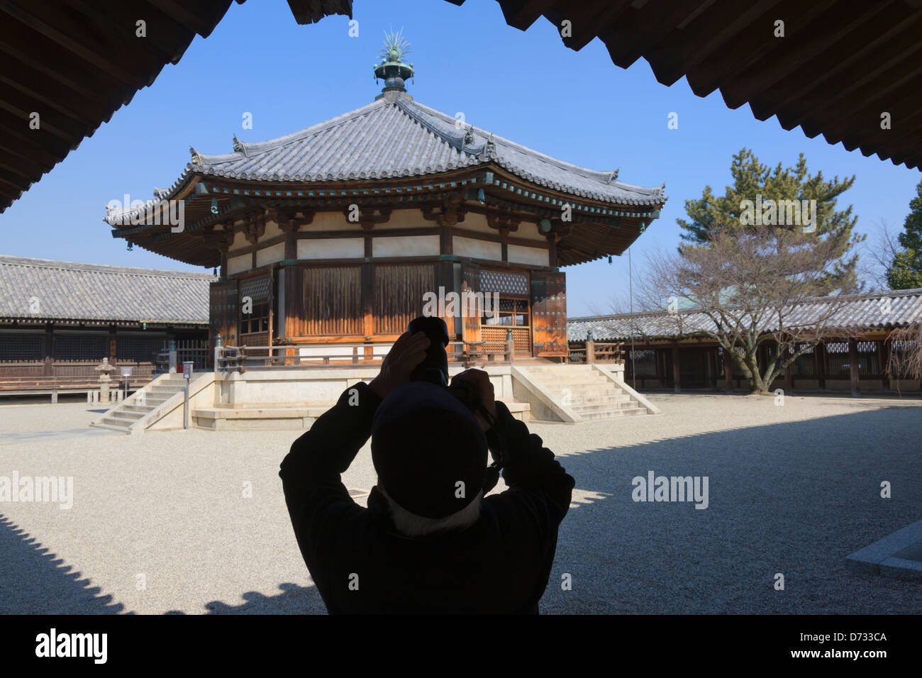 Pilgrim praying in Horyuji Temple, Nara, Japan Stock Photo - Alamy
