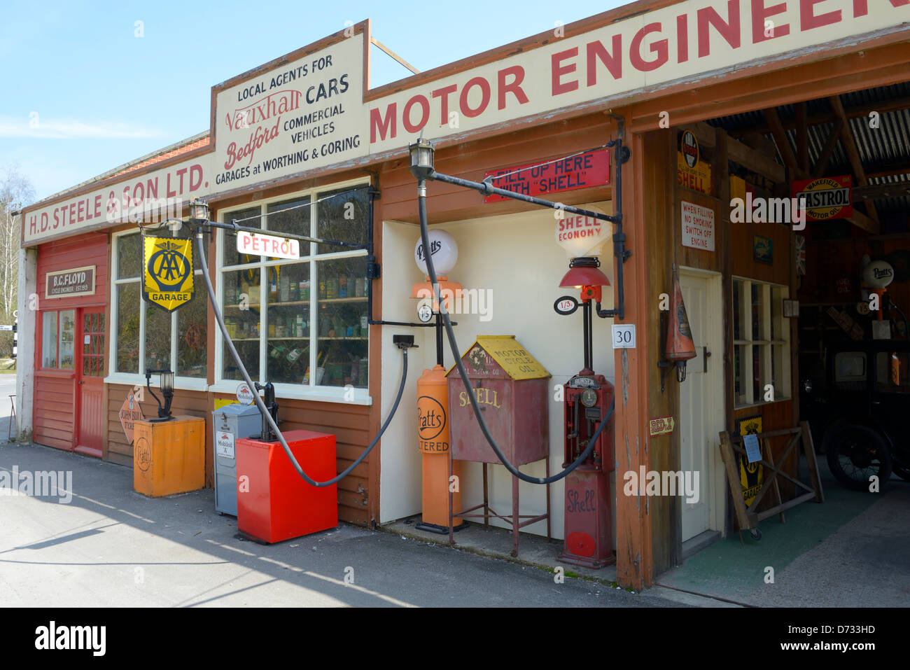 A village garage of around 1930 at the Amberley Working Museum ...