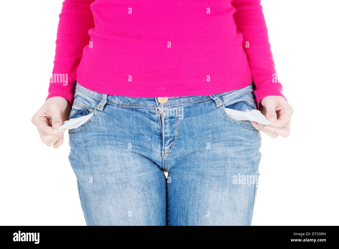 Woman with empty pockets hi-res stock photography and images - Alamy