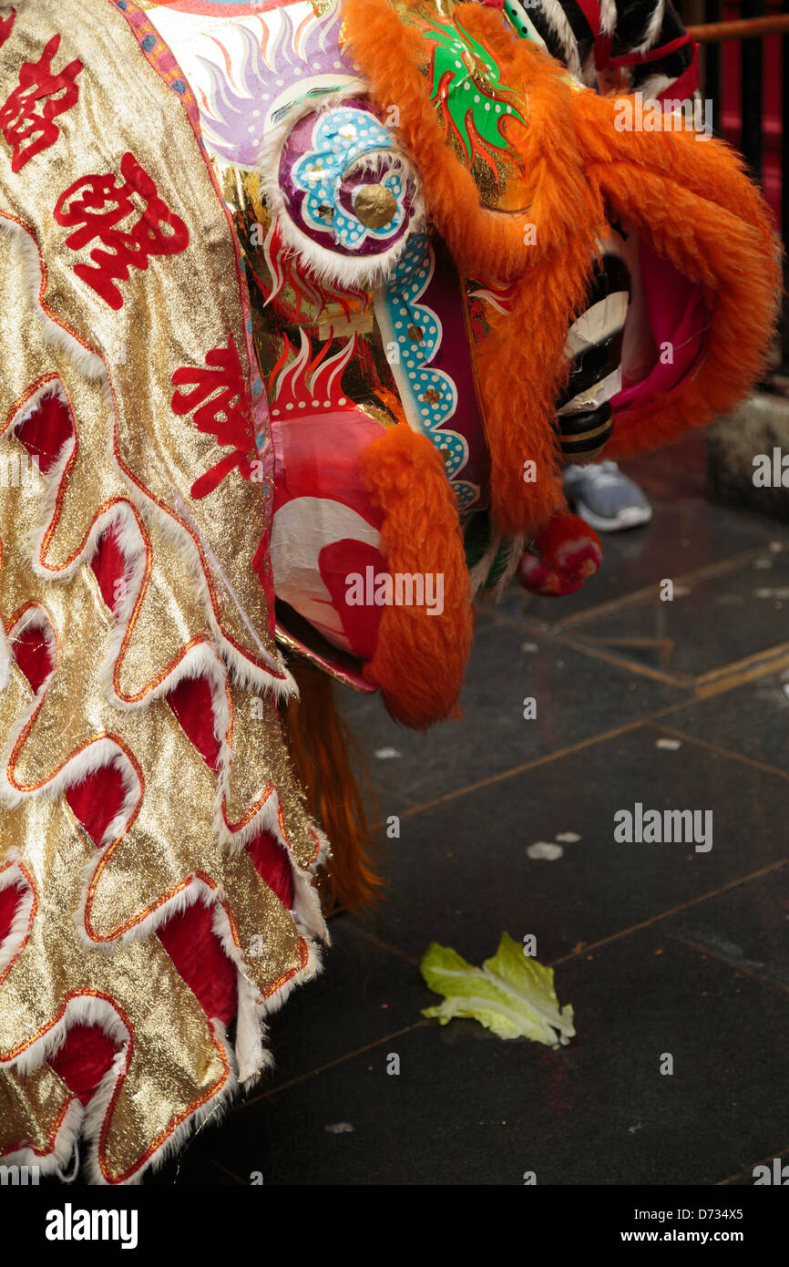 A lion dance performance during Chinese New Year celebrations in London ...