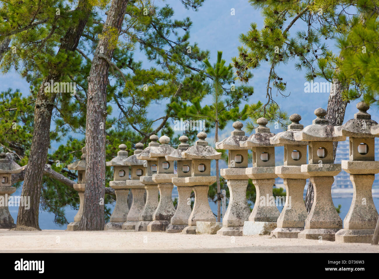 Stone lanterns, Miyajima, Japan Stock Photo - Alamy