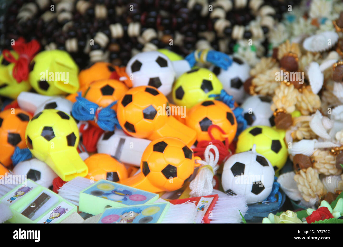 Football shaped whistles Stock Photo - Alamy