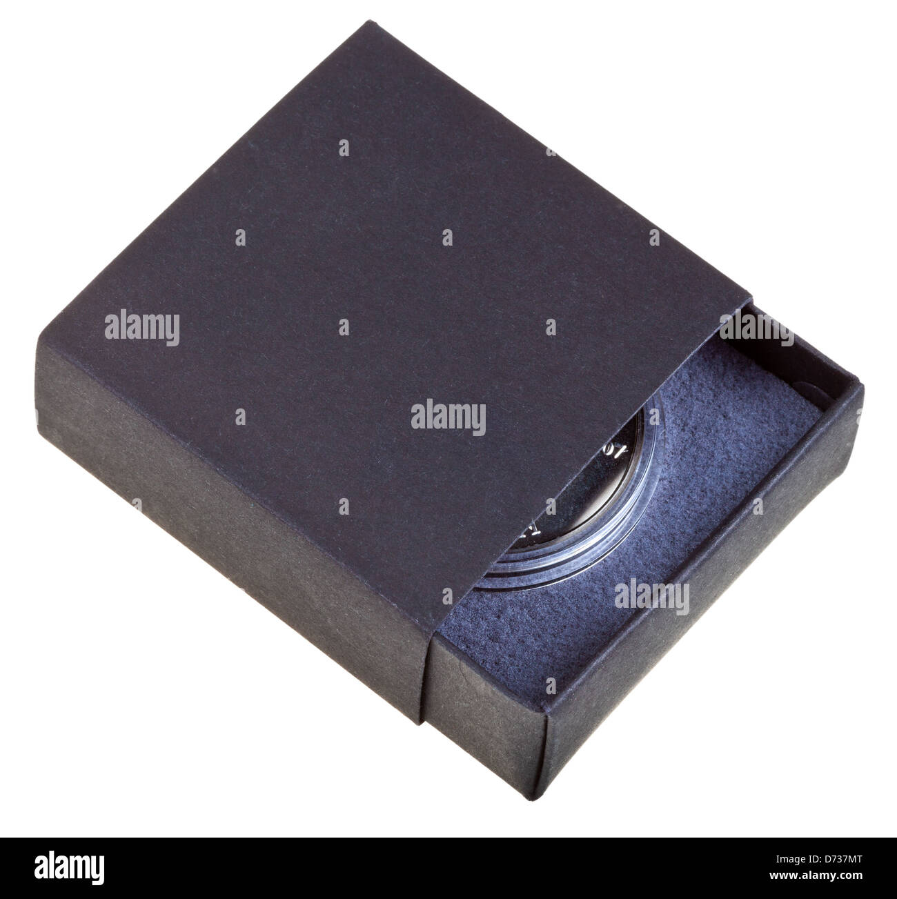 open black gift box with silver coin isolated on white background Stock ...