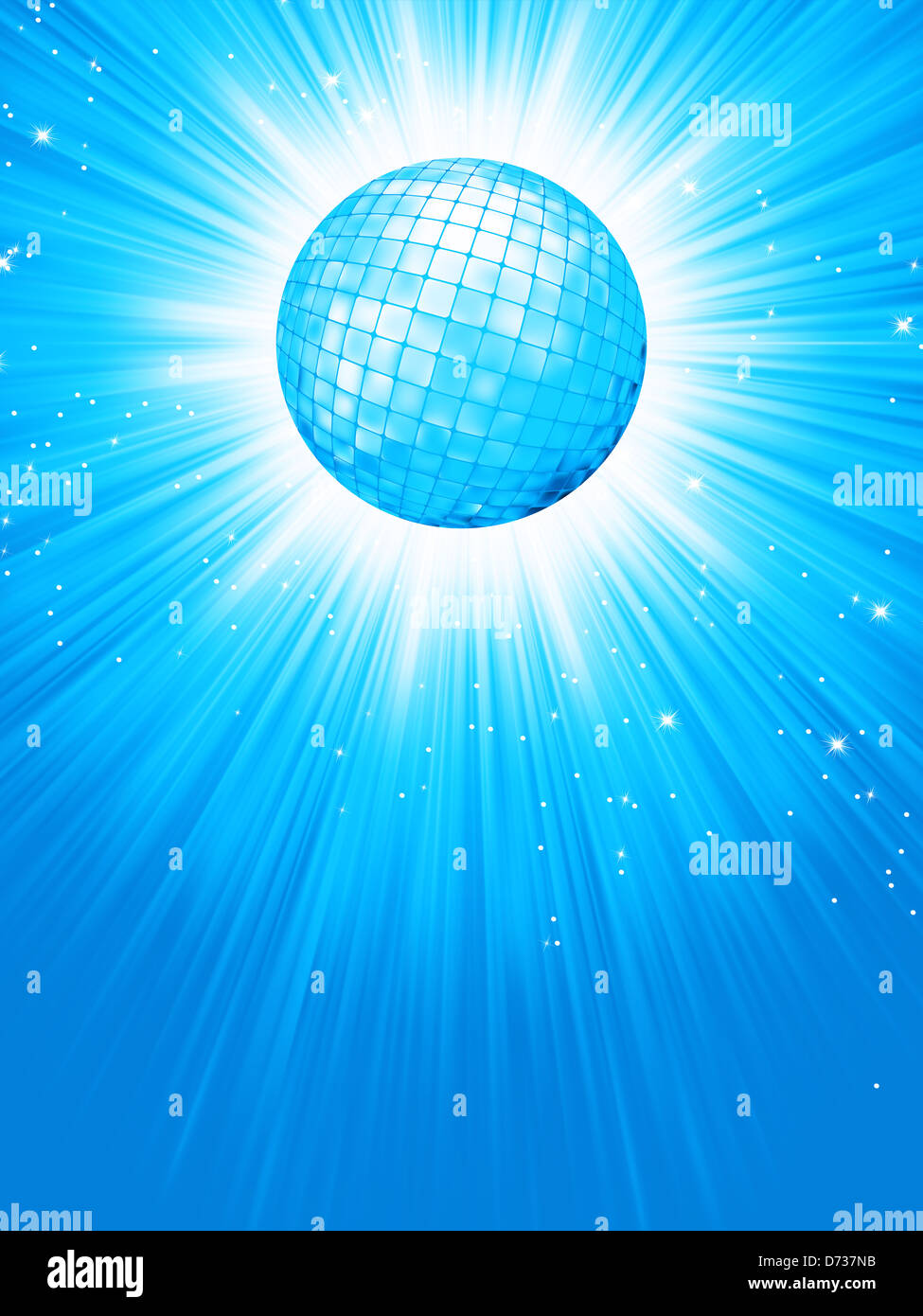 Blue disco rays with stars Stock Photo - Alamy