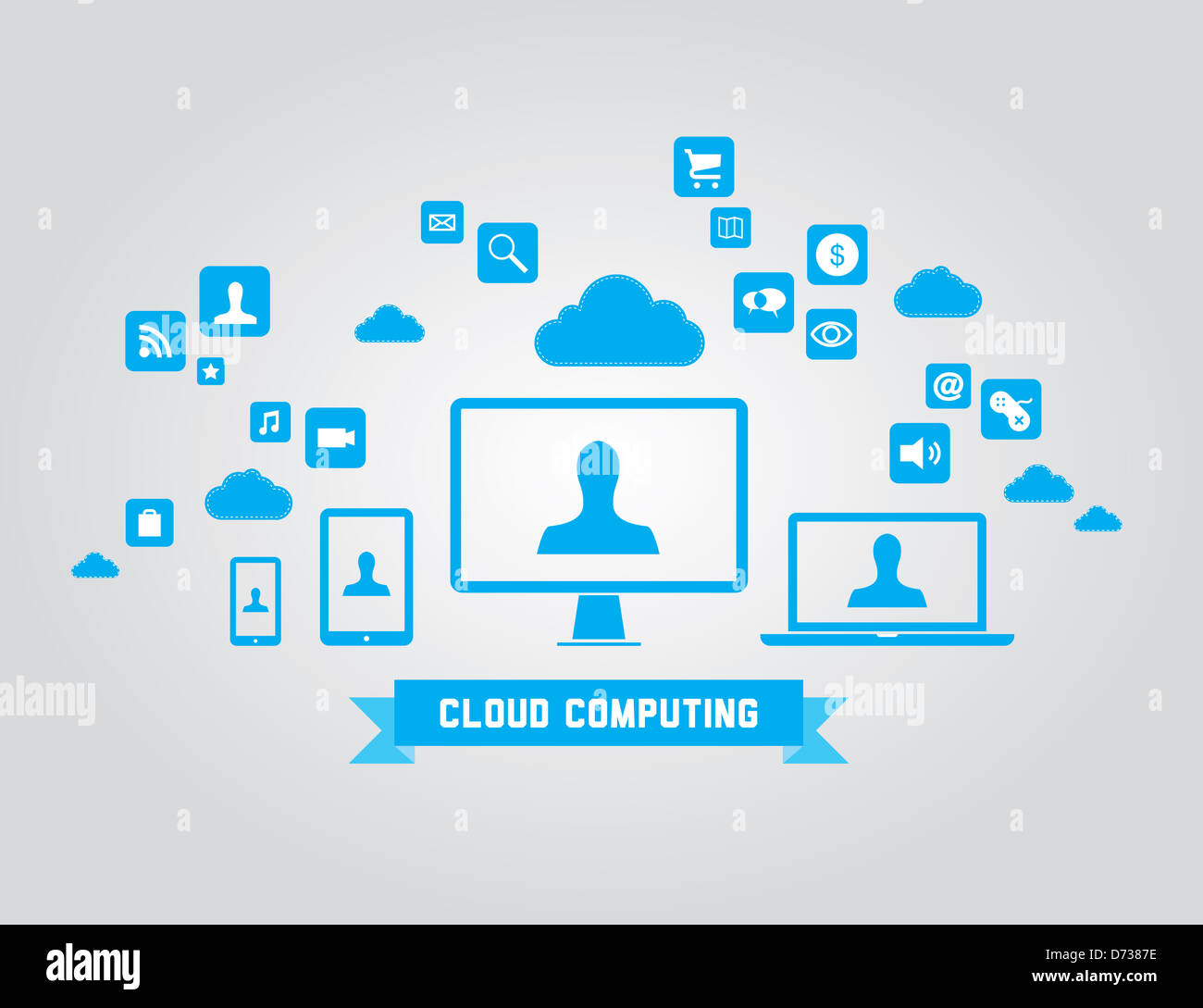 Illustration of cloud computing technology concept with abstract icons ...