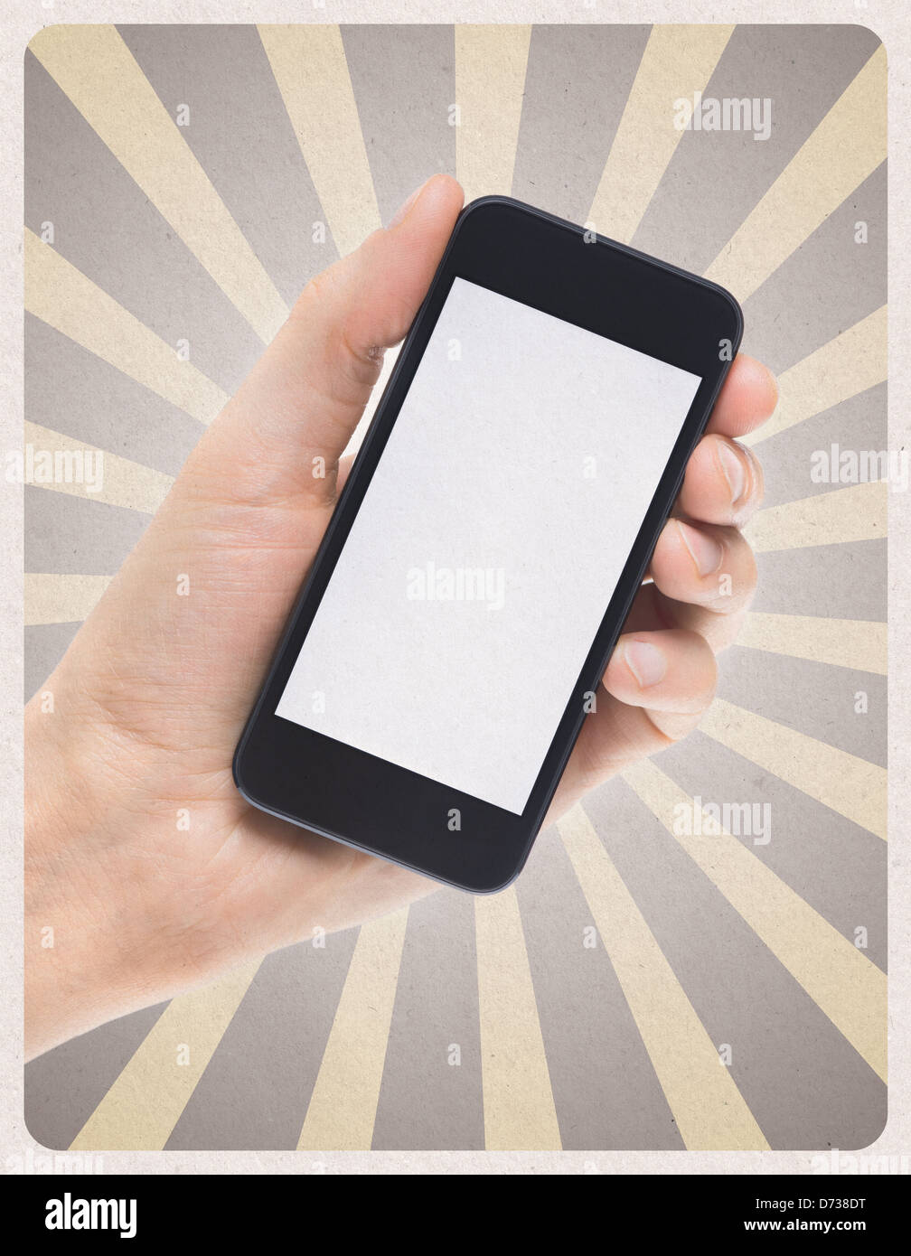 Retro style poster or vintage advertisement with modern blank mobile ...