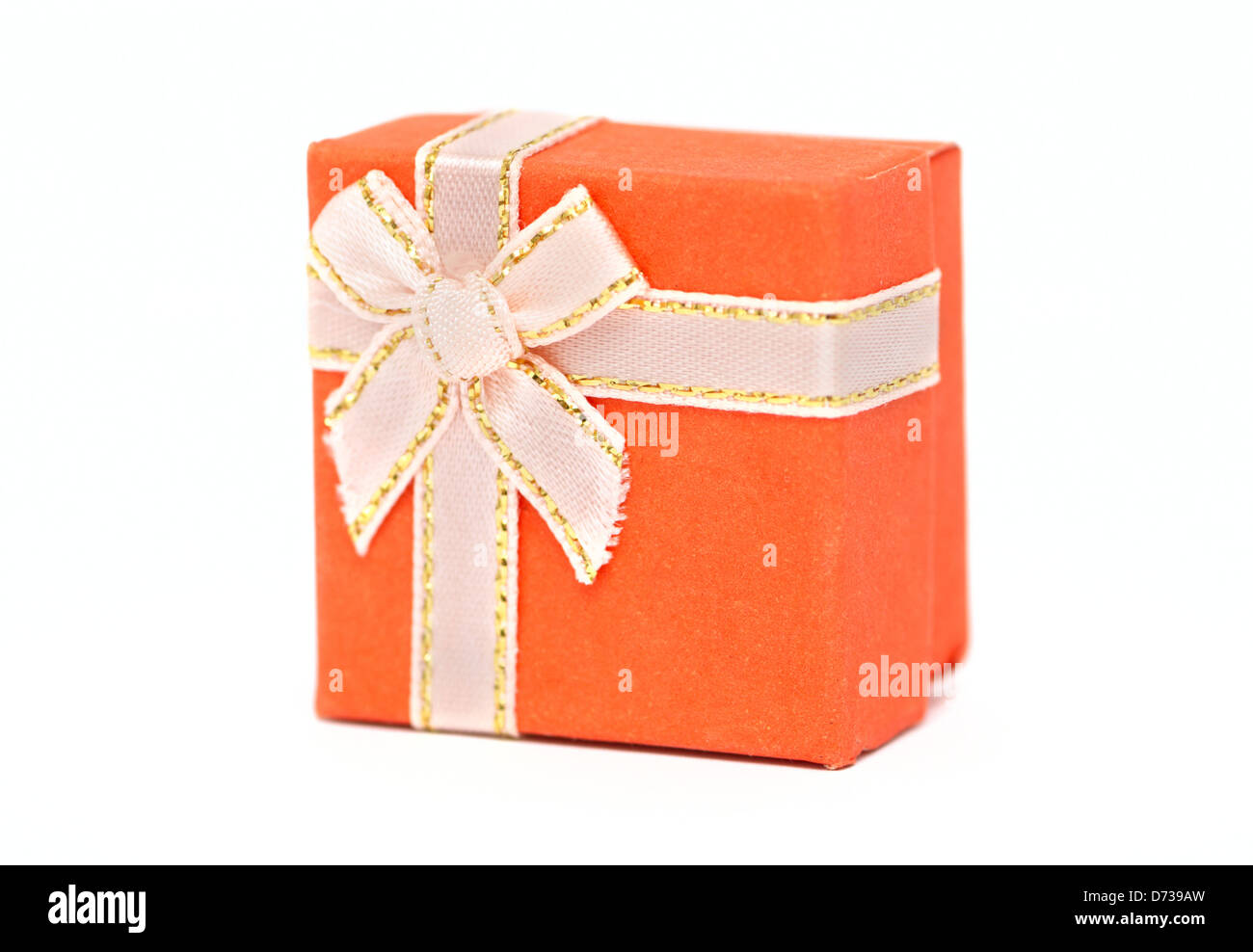 Orange gift-box isolated on white Stock Photo - Alamy