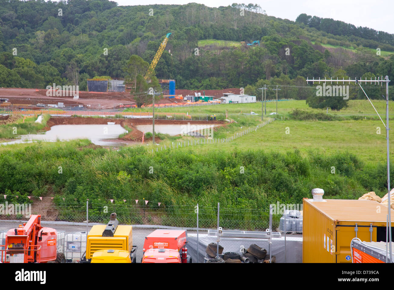 construction site compound on pacific highway road project, east coast ...