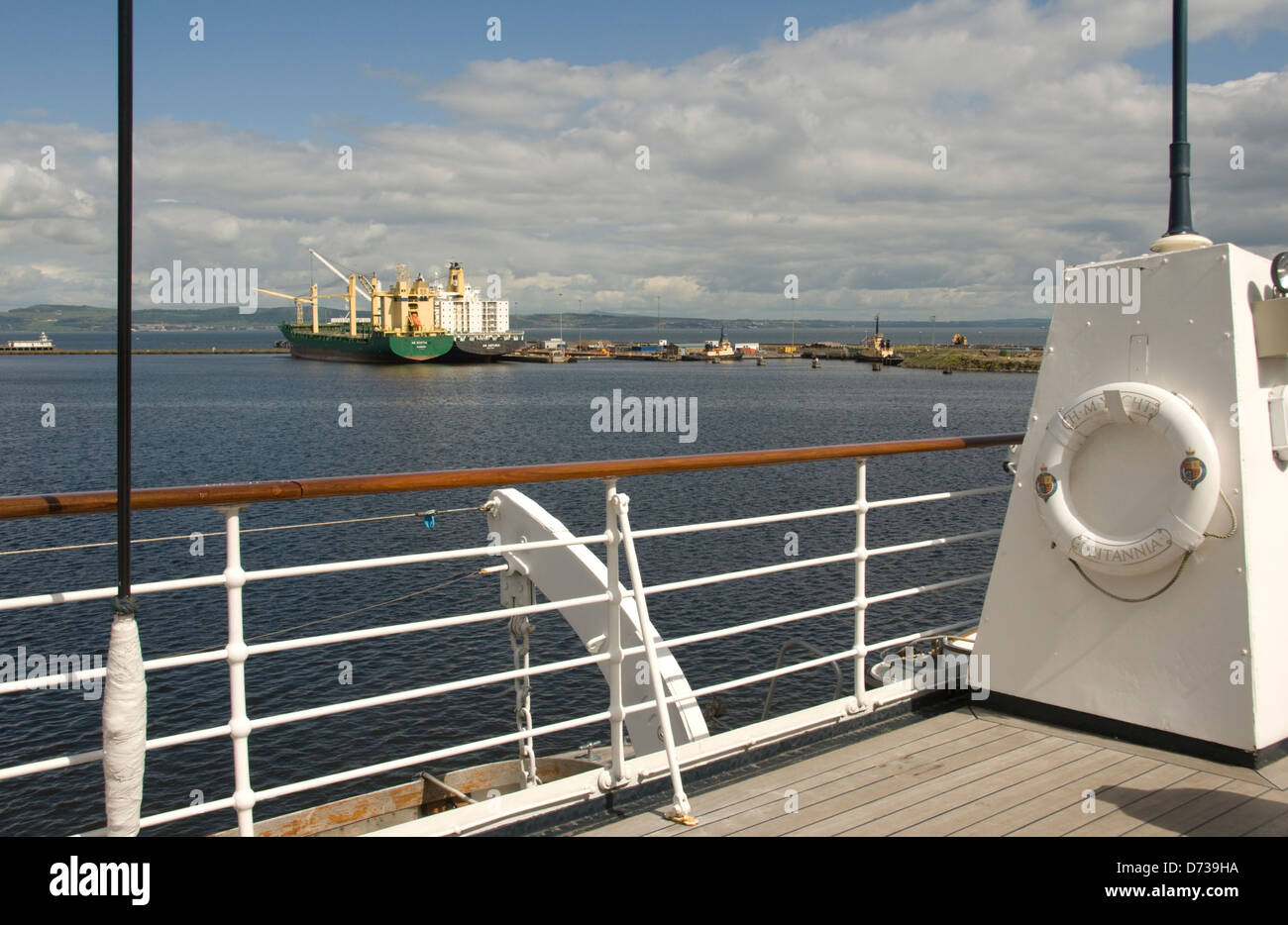 SCOTLAND; EDINBURGH; LEITH DOCKS. POV ACROSS LEITH WATER FROM FLAG DECK ...
