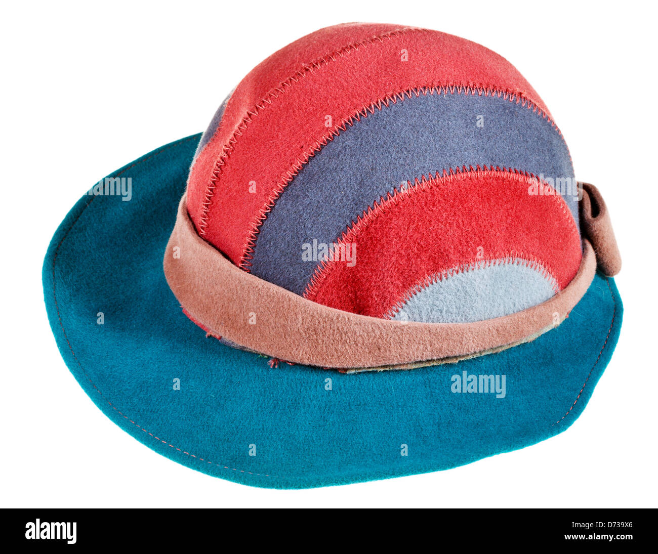 felt soft hat with wide cap peak isolated on white background Stock ...