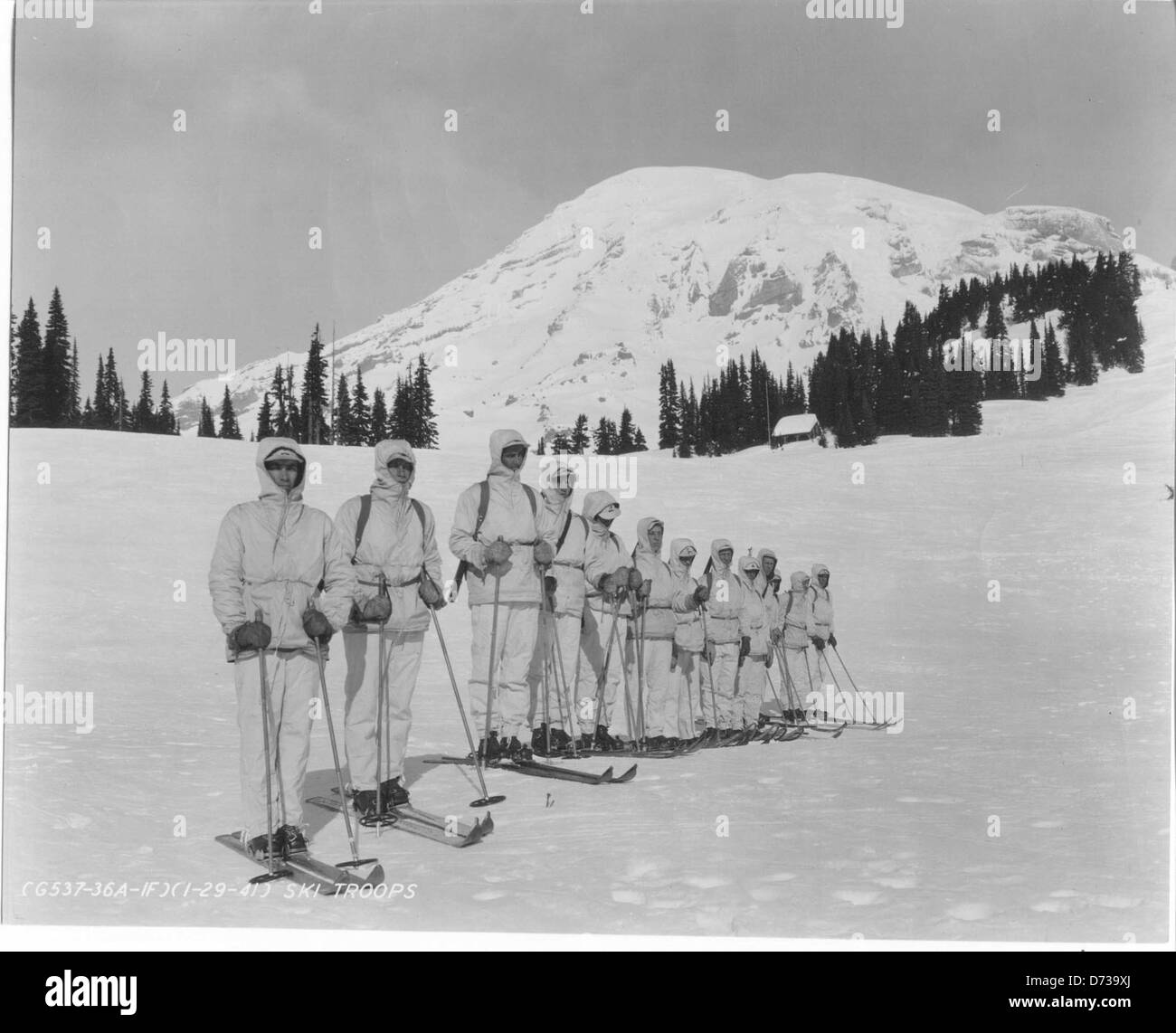 This historical photo captures soldiers of the 10th Mountain Division ...