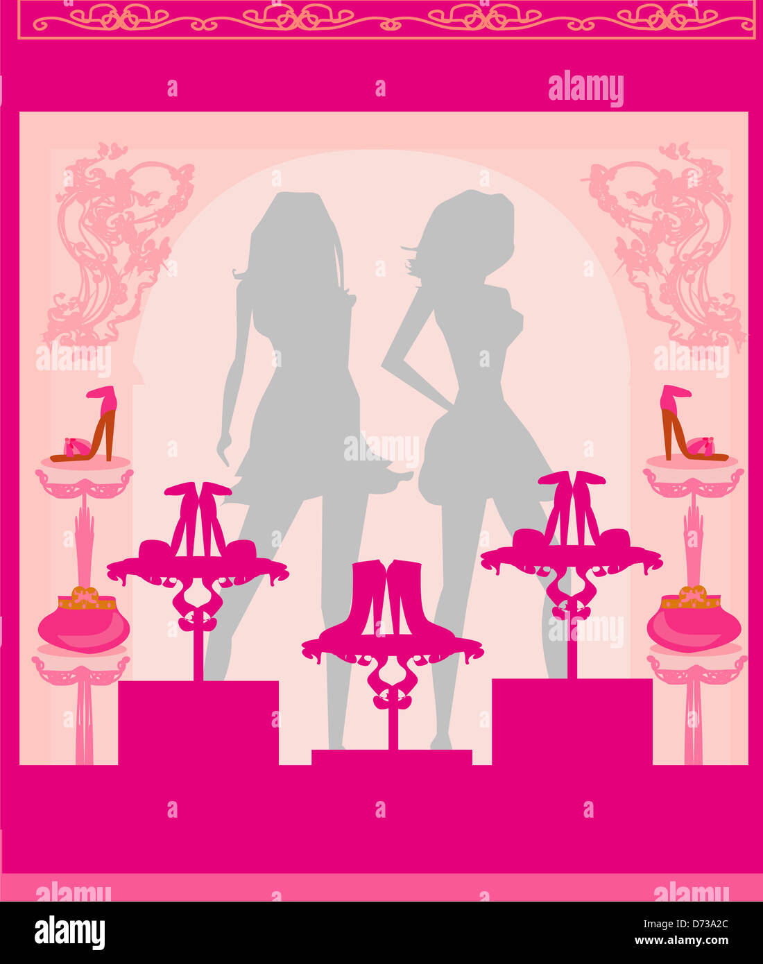 Fashion girls shopping in shoe shop Stock Photo - Alamy