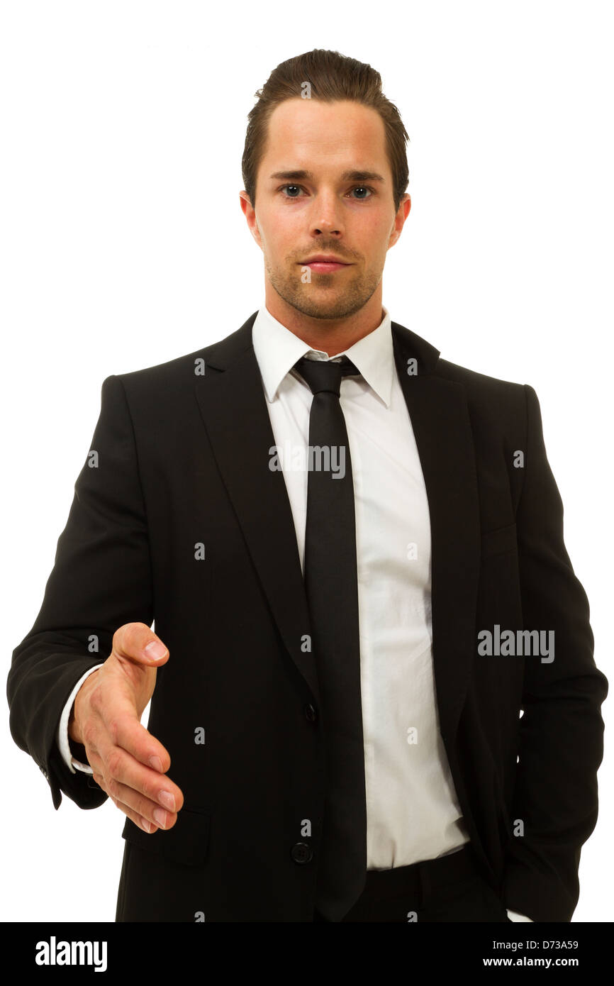 Businessman ready to shake hands. Isolated on white Stock Photo - Alamy
