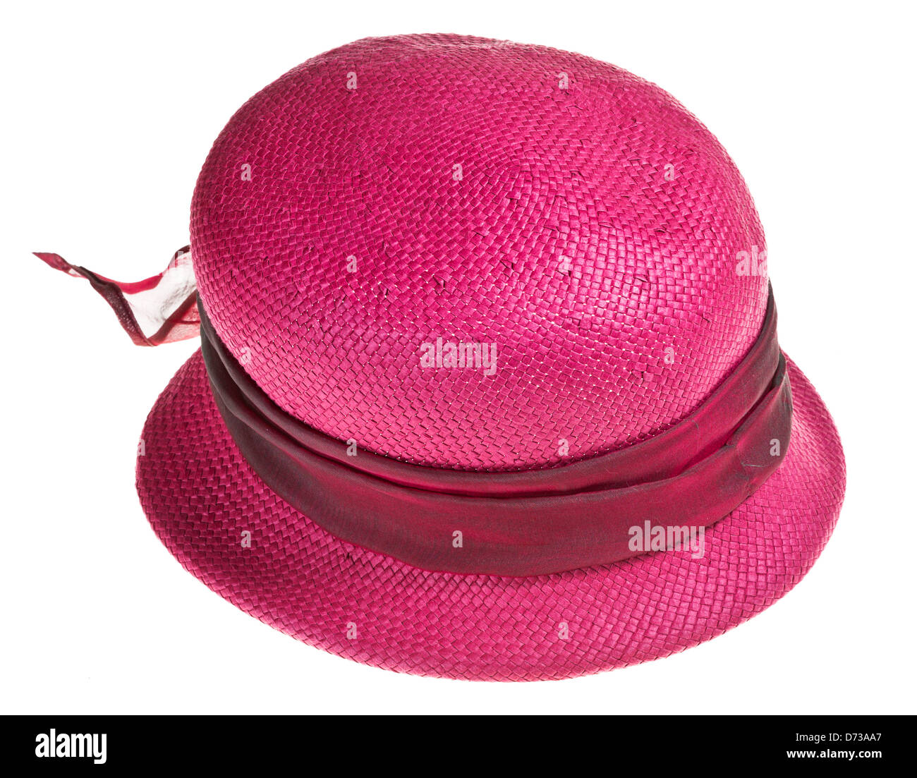 woman straw pink hat isolated on white background Stock Photo - Alamy