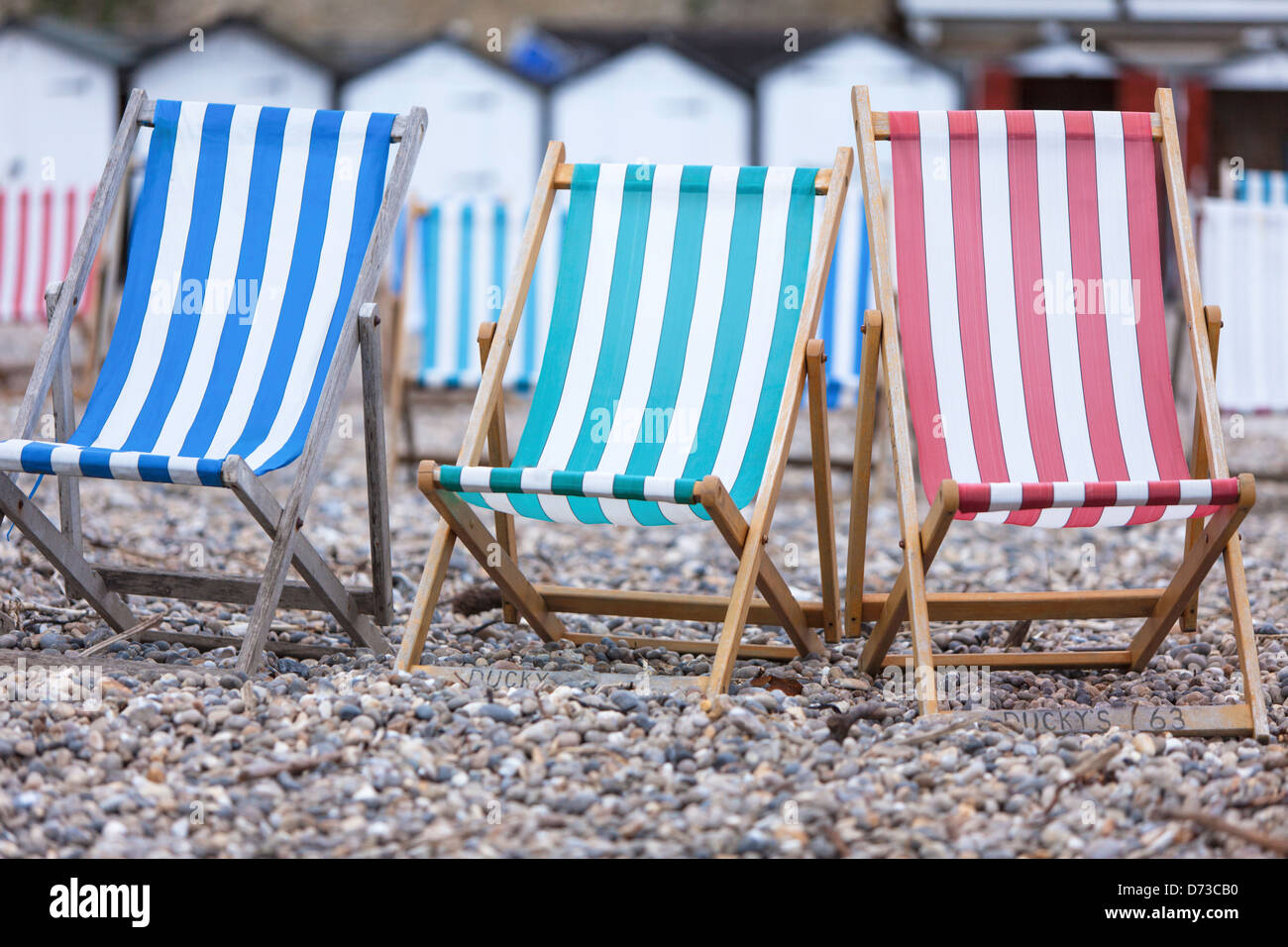 Deck chairs on Devon Beach, England, UK Stock Photo - Alamy